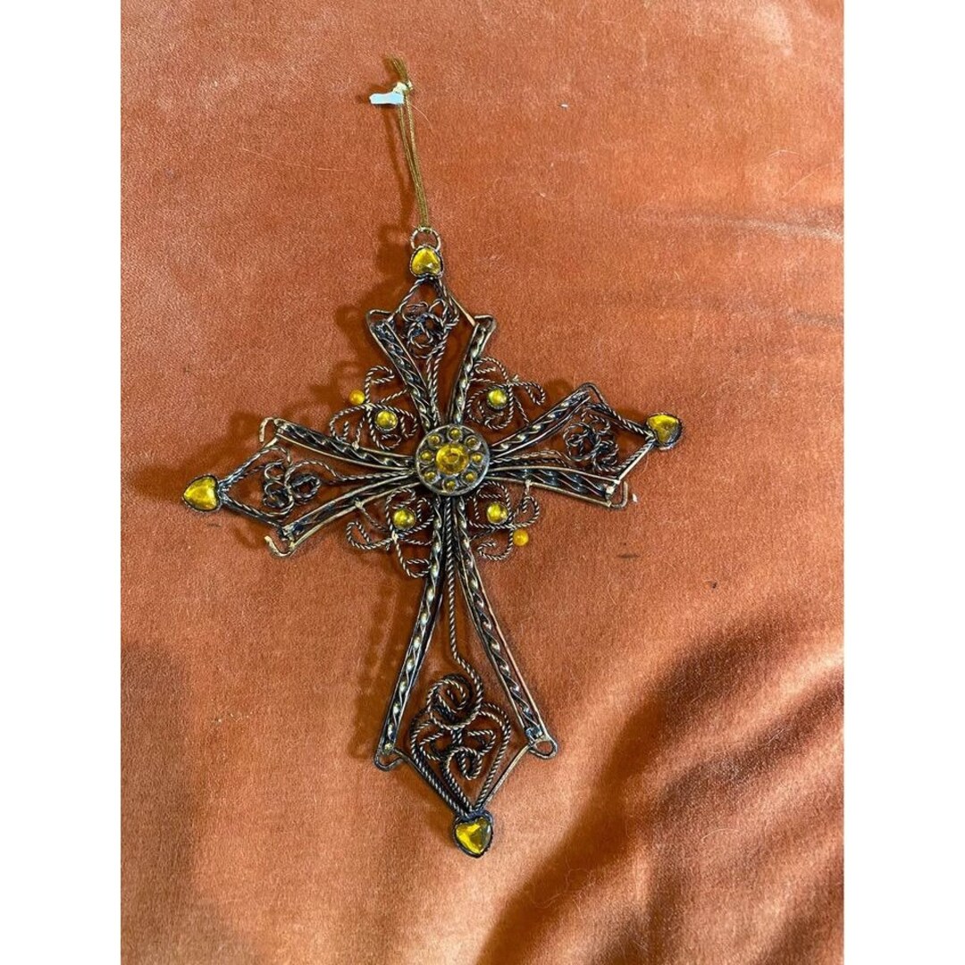 Stunning Vintage Bronze Metal Jeweled Hanging Holly Cross 8x6 Inch - Etsy