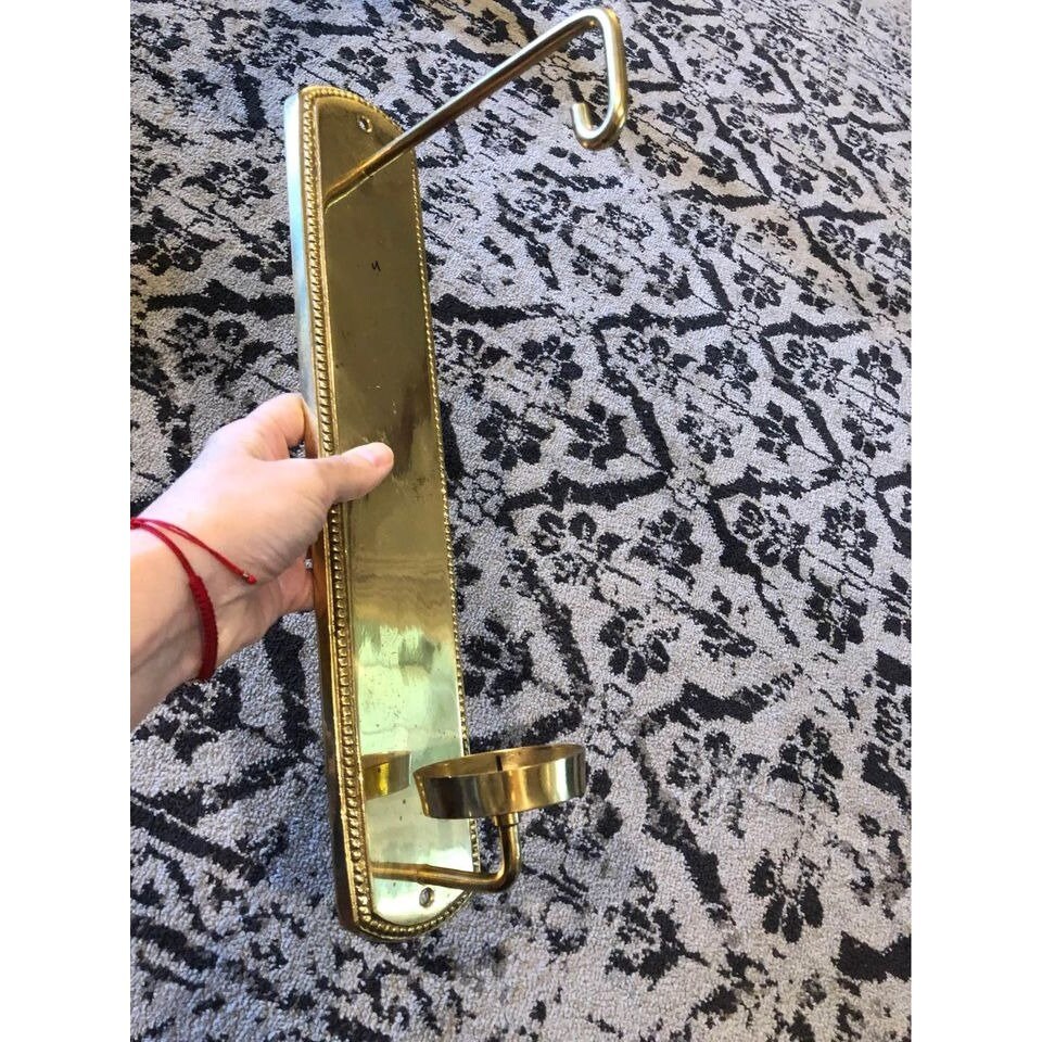 Vintage Brass Sconce Spike Pillar Candle Holder Wall - Etsy