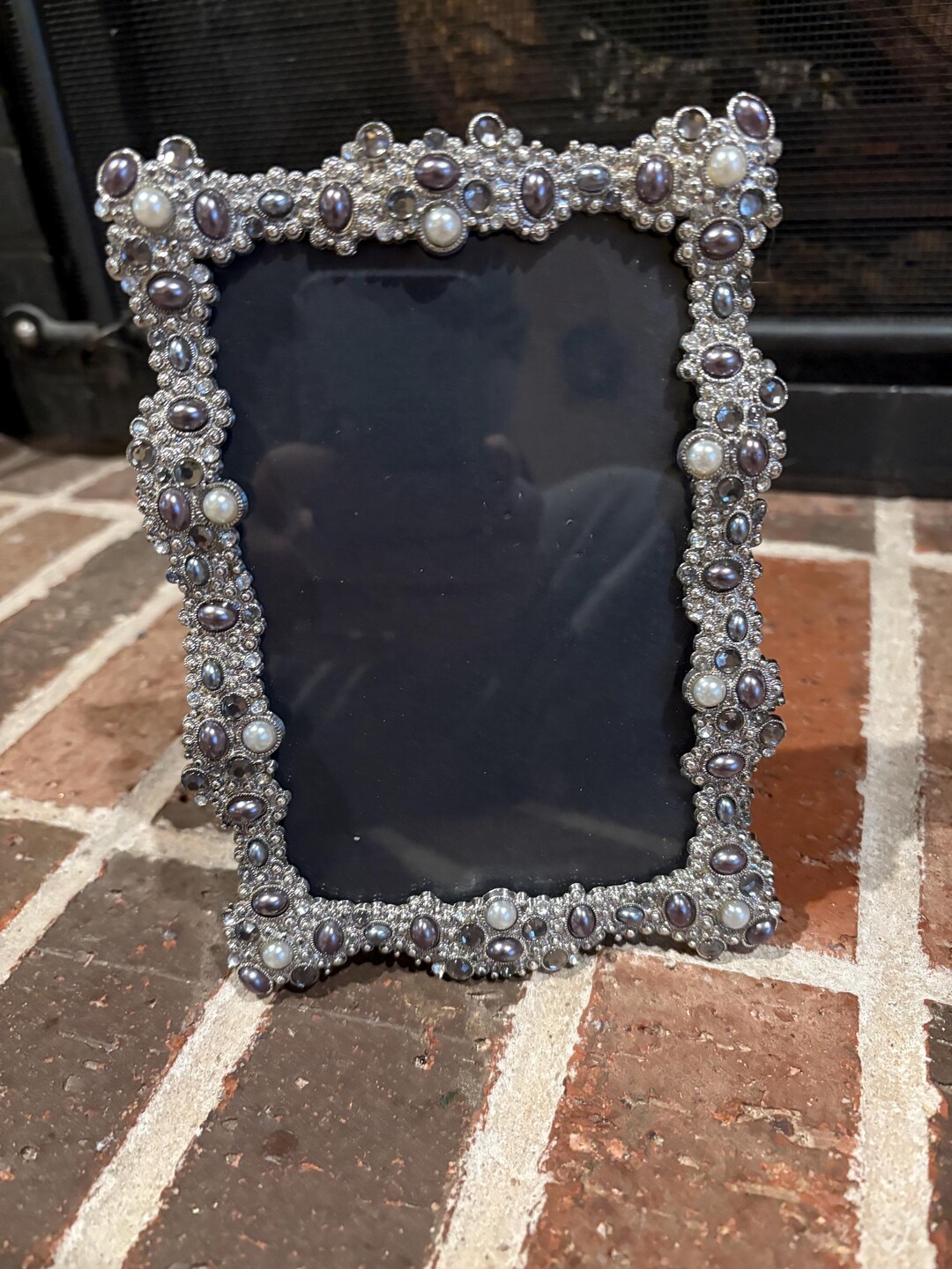 Stunning Vintage Ornate Jewelled Frame With Faux Pearls Picture Size ...