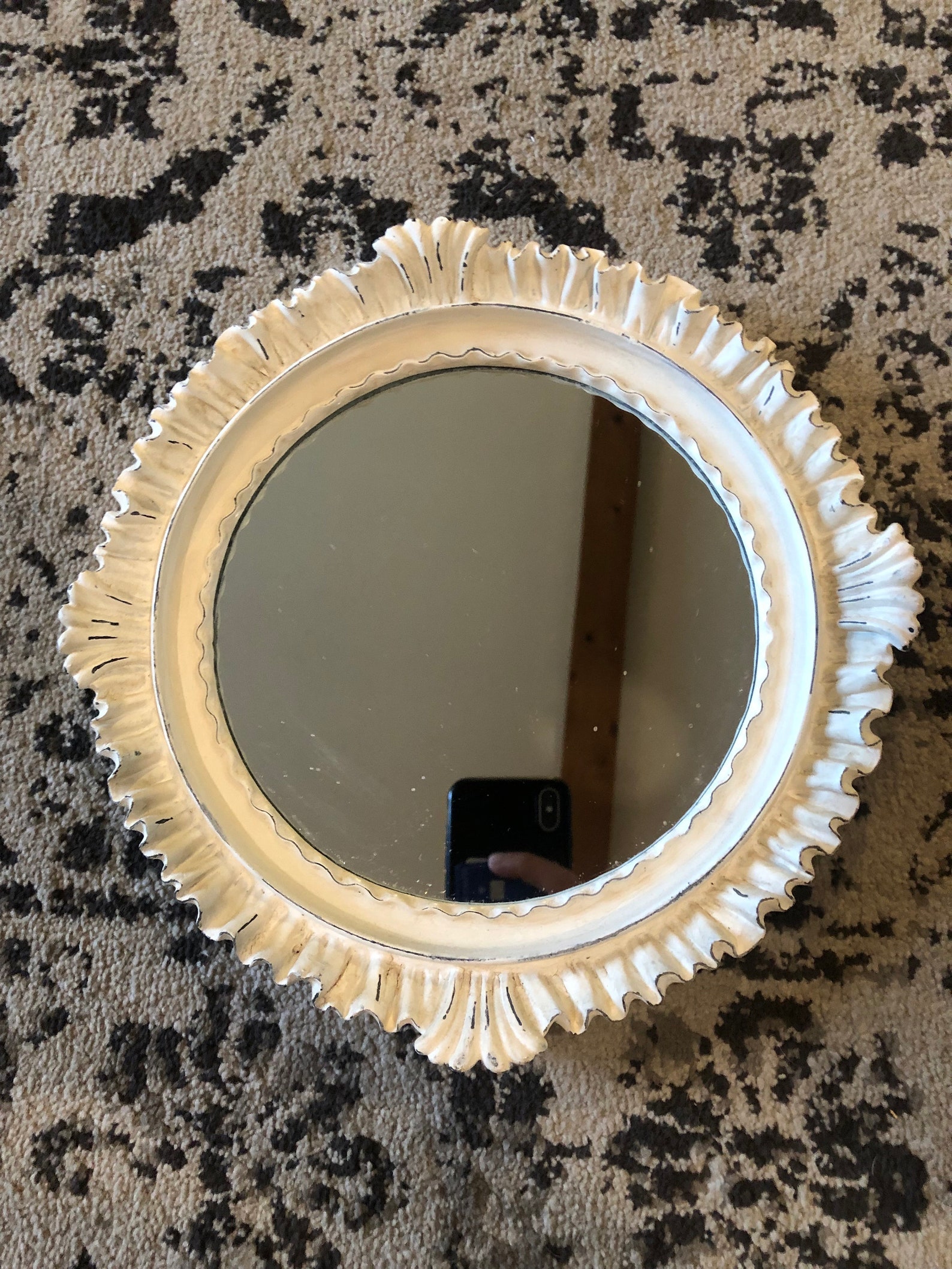 Adorable Vintage Round Cream Ornate Mirror 9.5 Tall - Etsy