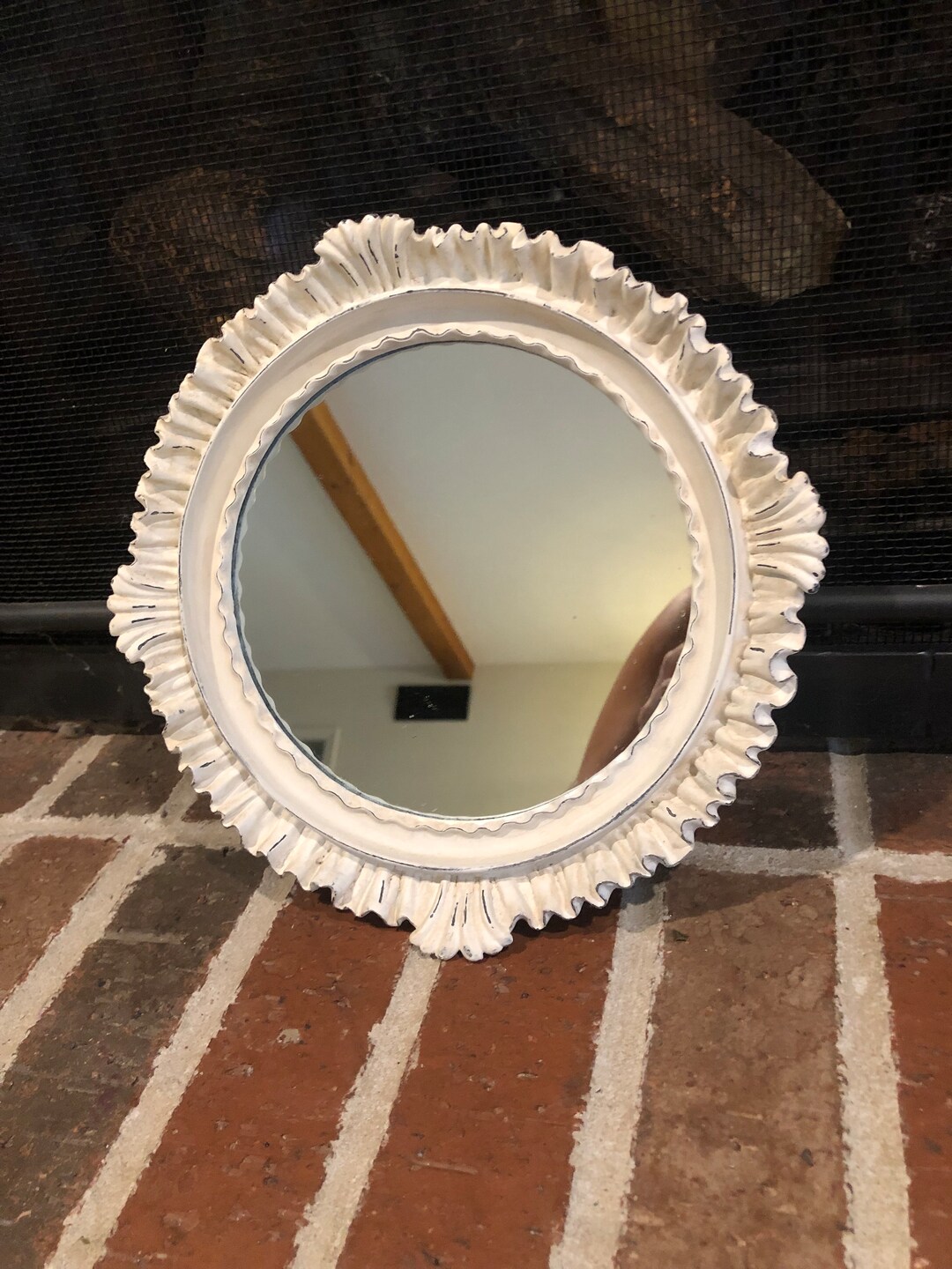 Adorable Vintage Round Cream Ornate Mirror 9.5 Tall - Etsy