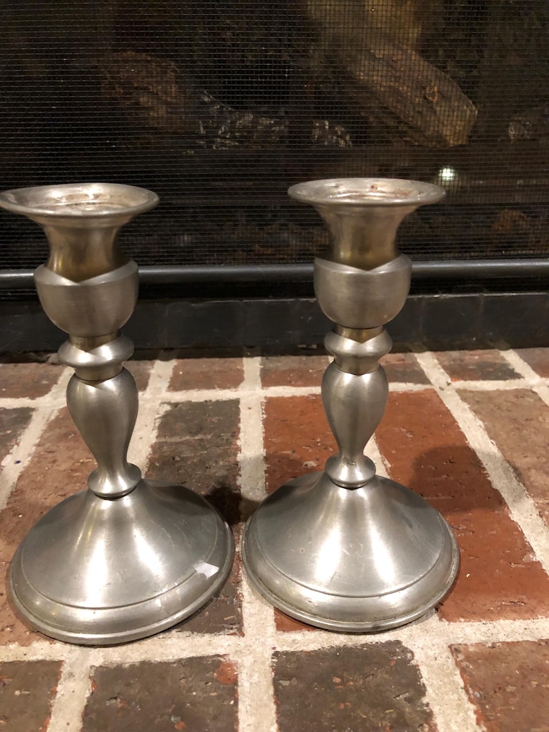 Pair of Vintage Weighted Pewter Candlestick Holders 6.5” Tall Each - Etsy