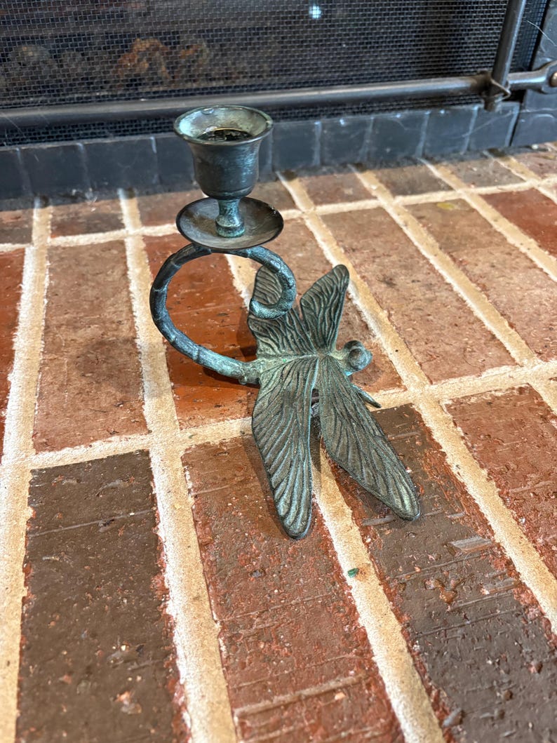 Adorable Vintage Brass Dragonfly Candlestick Holder Heavy 5.5x7.5” - Etsy