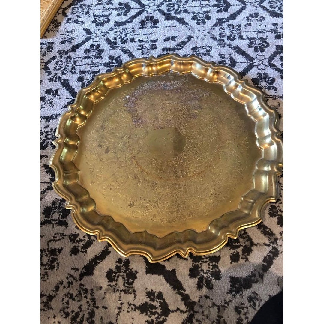 Stunning Vintage Large Solid Brass Ornate Tray 18 in Tall - Etsy