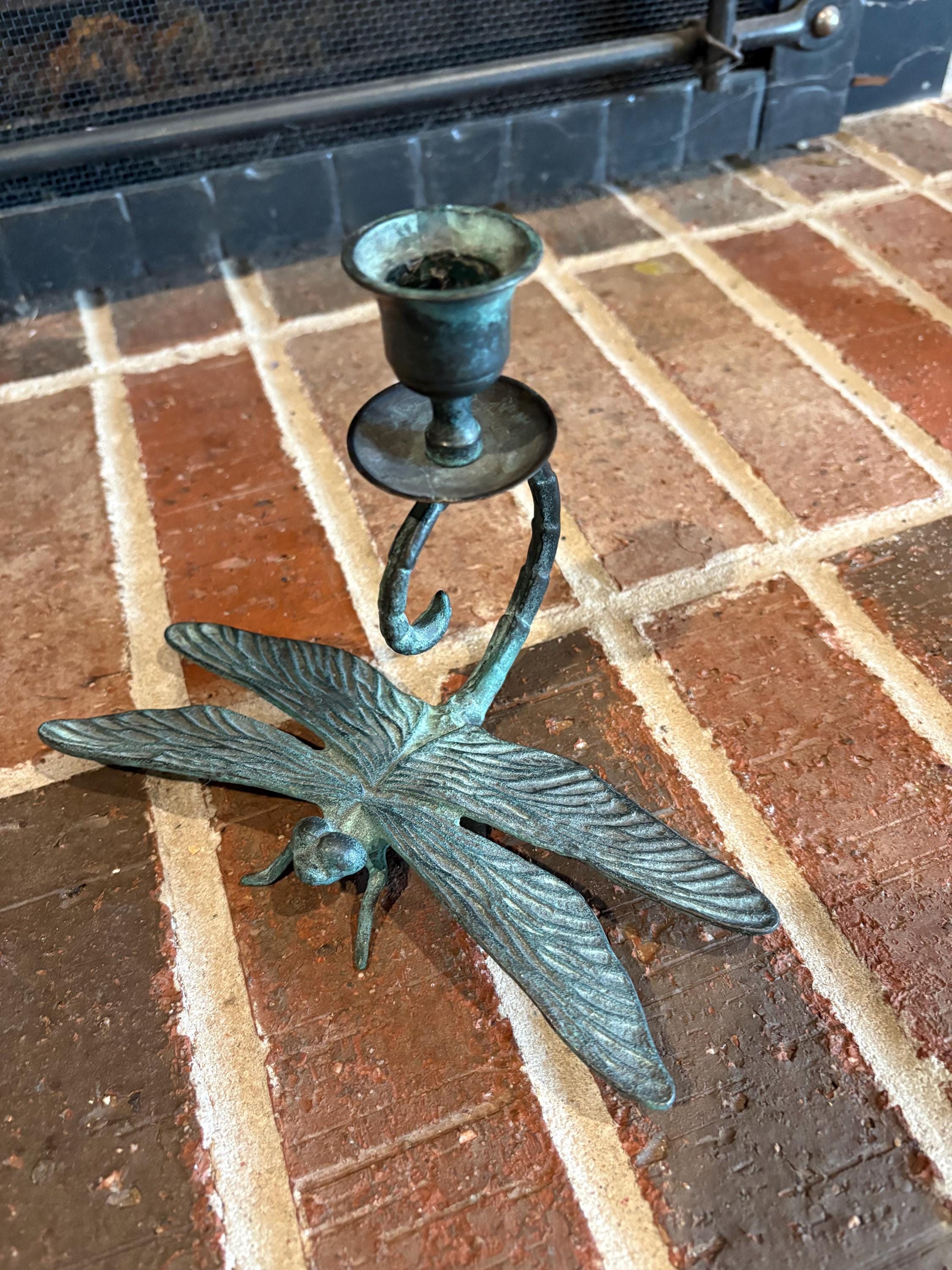 Adorable Vintage Brass Dragonfly Candlestick Holder Heavy 5.5x7.5” - Etsy