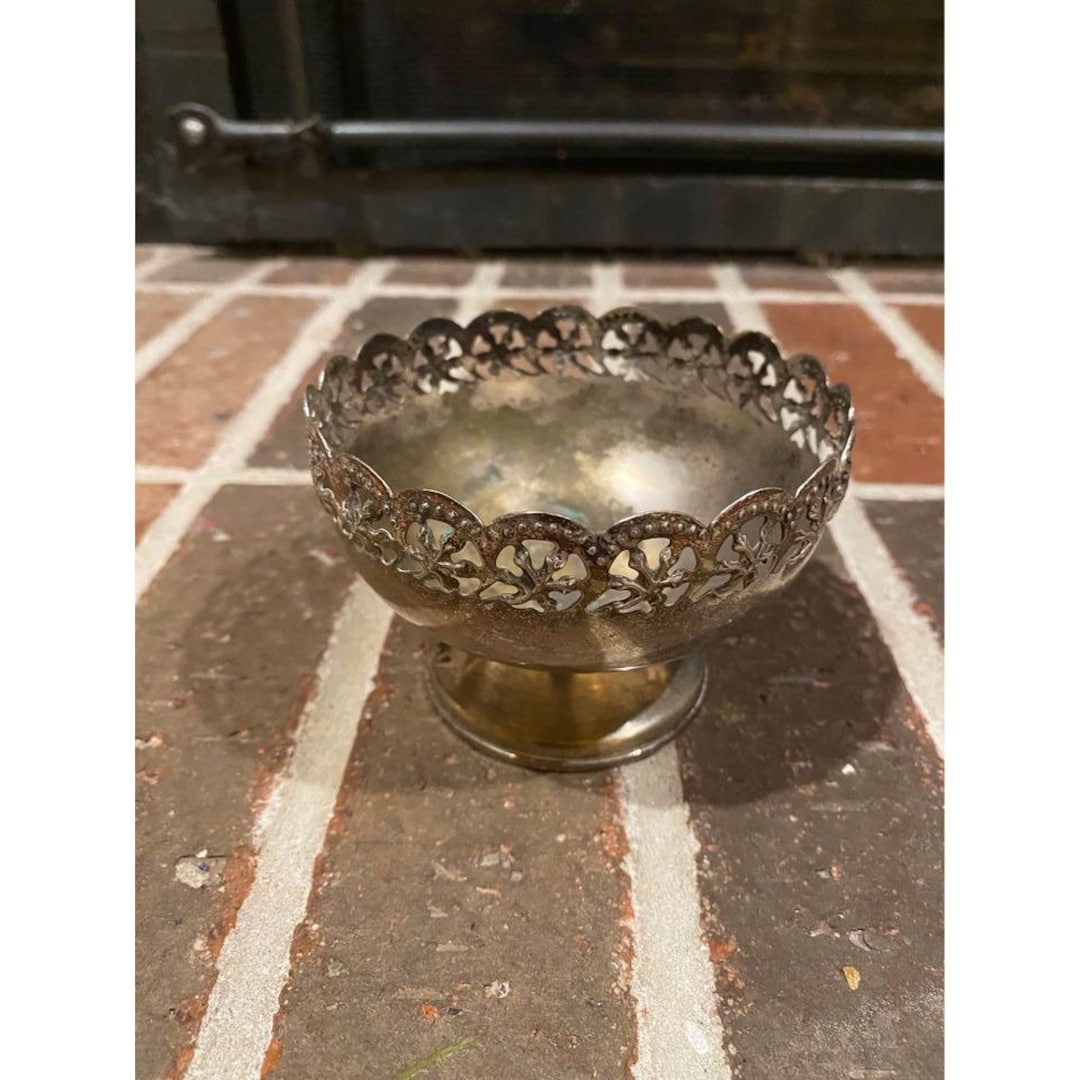 Vintage Silver Plated Small Pedestal Bowl Dish 2.75 Inch Tall 4 Inch ...