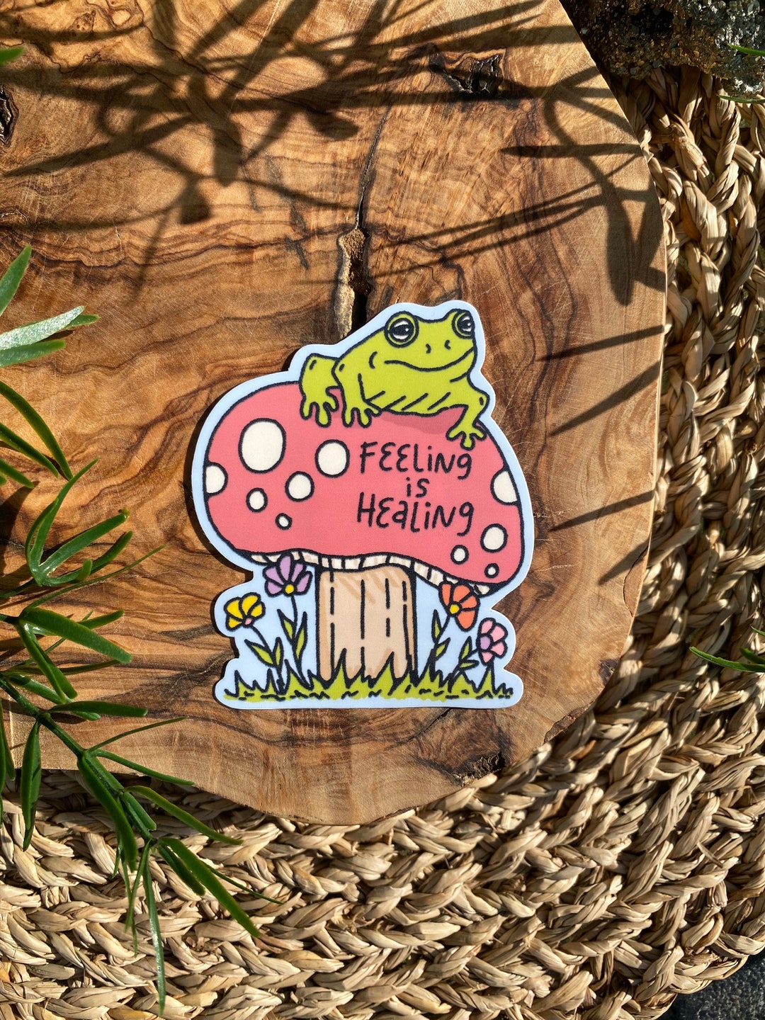 Feeling is Healing Frog Sticker Cute Fall Mushroom - Etsy