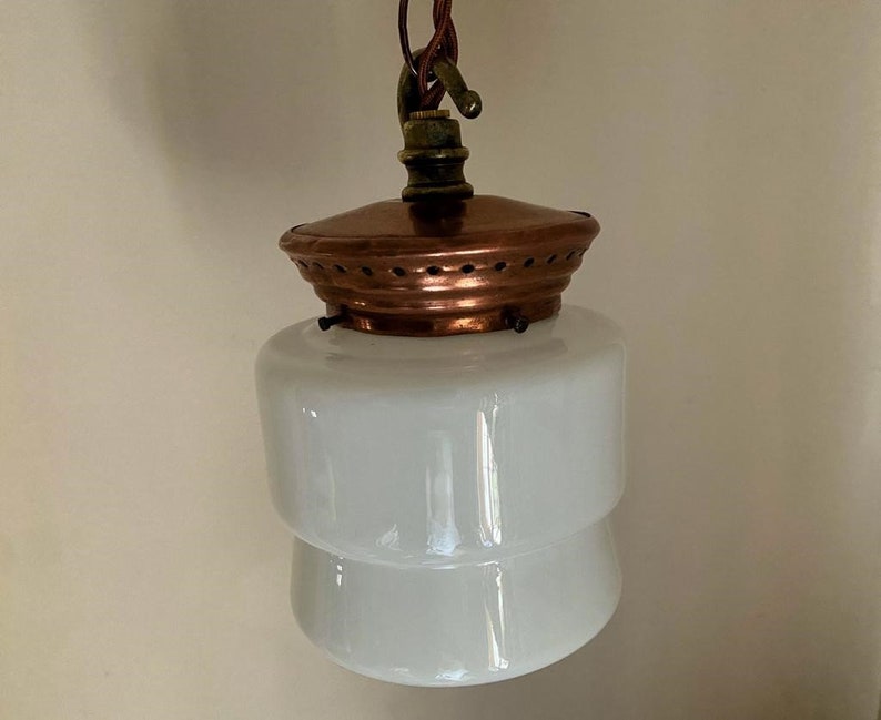Vintage Milk Glass Pendant Light Fitting - 'bongo Jazz' - Etsy