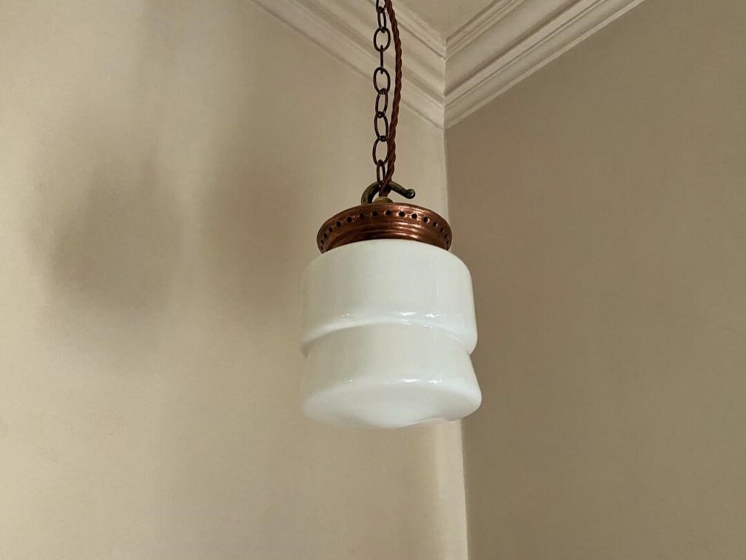 Vintage Milk Glass Pendant Light Fitting - 'bongo Jazz' - Etsy