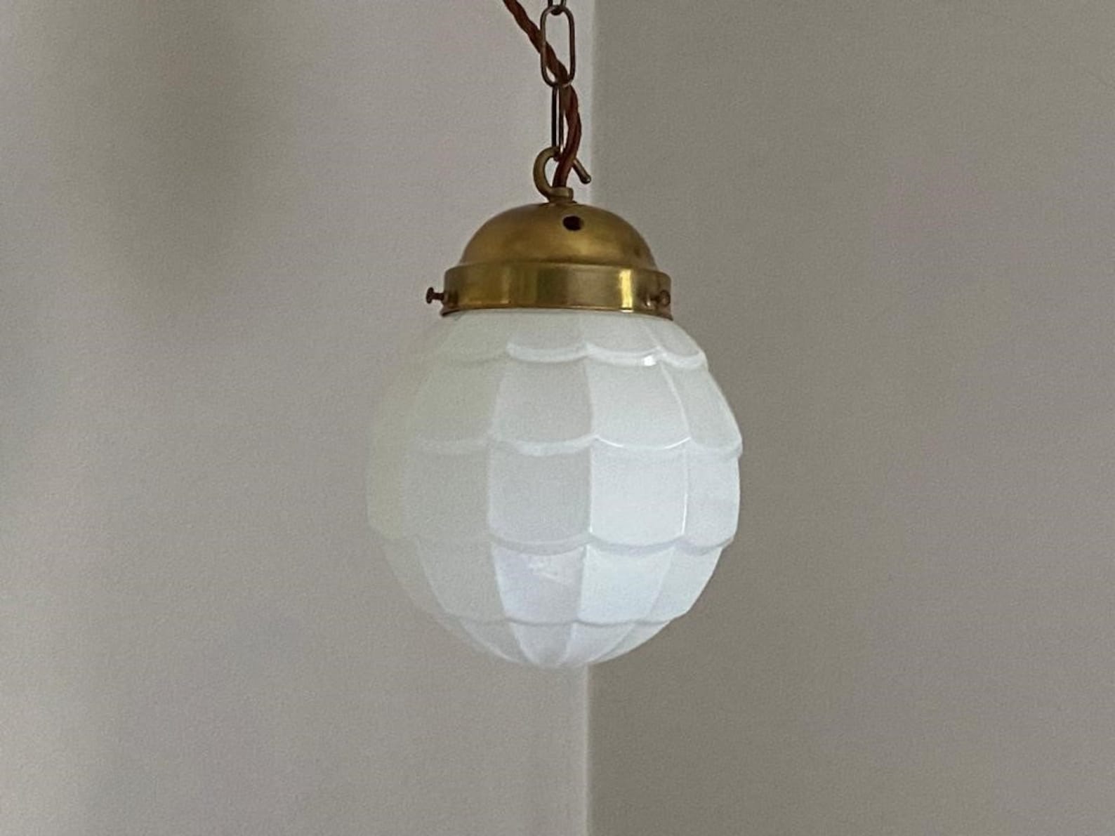 Milk-glass Vintage Light Fitting Pendant -'ipanema Brass' - Etsy