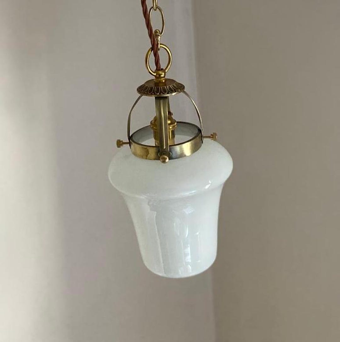 Vintage Milk Glass Lighting - Ceiling Pendant ' Cotton Club' - Etsy