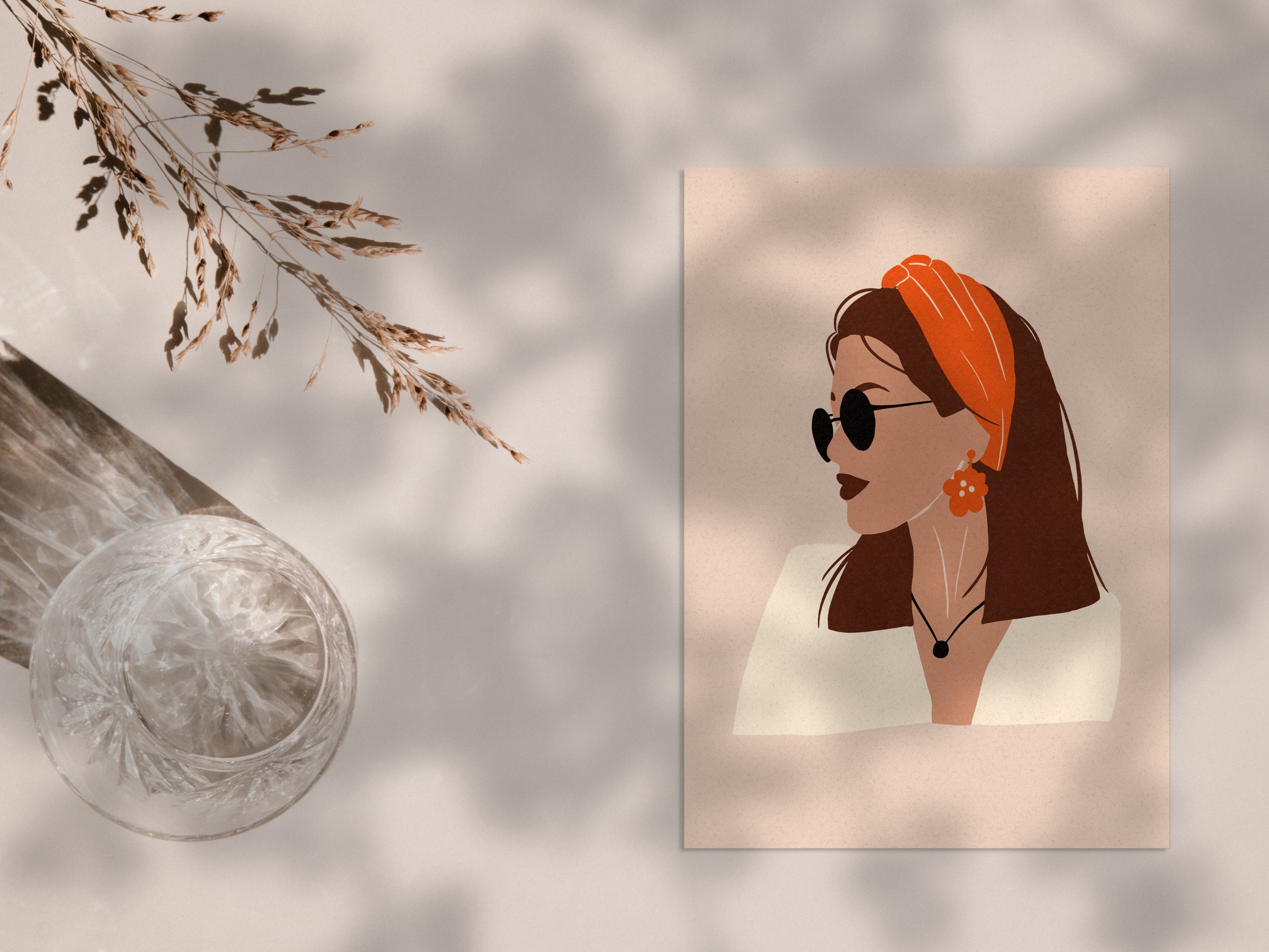 Boho Abstract Woman Illustration Hairstyle Clipart Woman Feminine Print ...