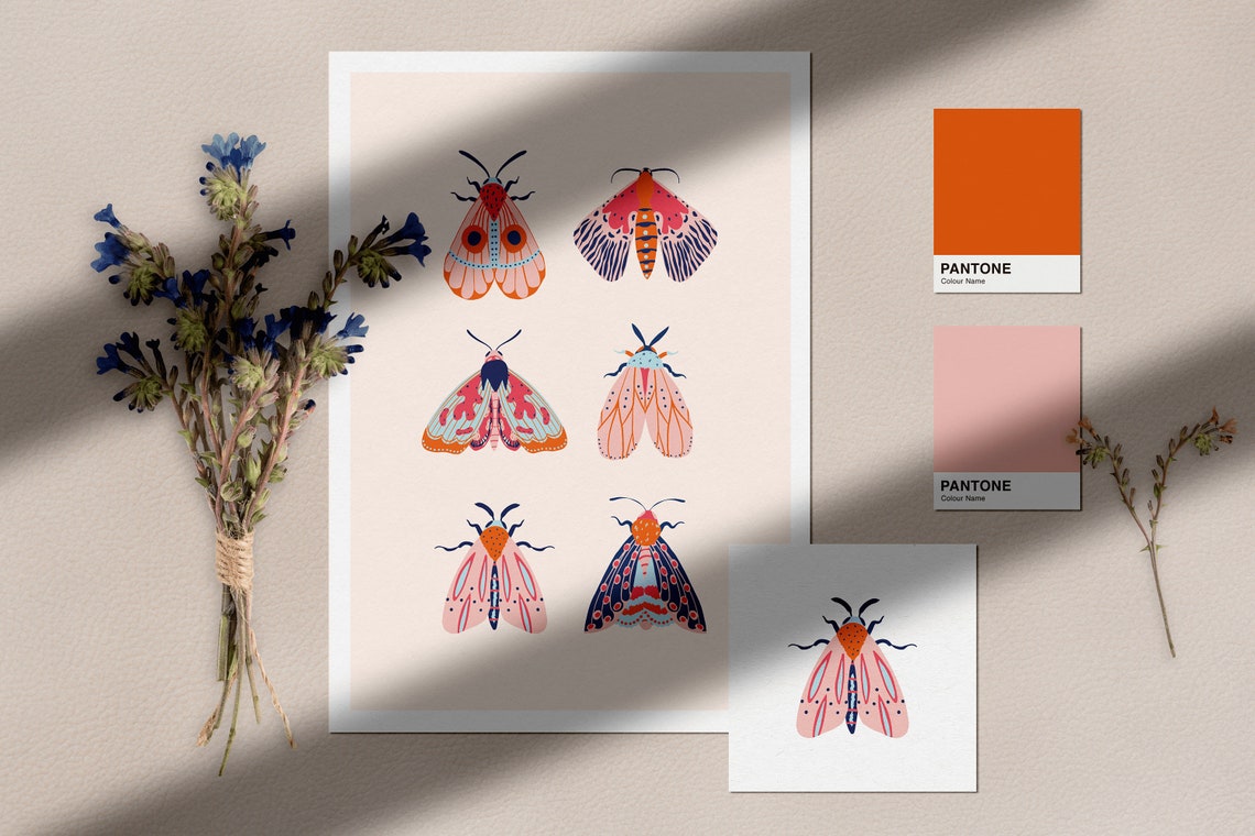 Butterfly Poster Moth Art Print Modern Scandinavian Poster | Etsy