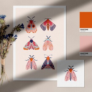 Butterfly Poster, Moth Art Print, Modern Scandinavian Poster, Folk Art ...