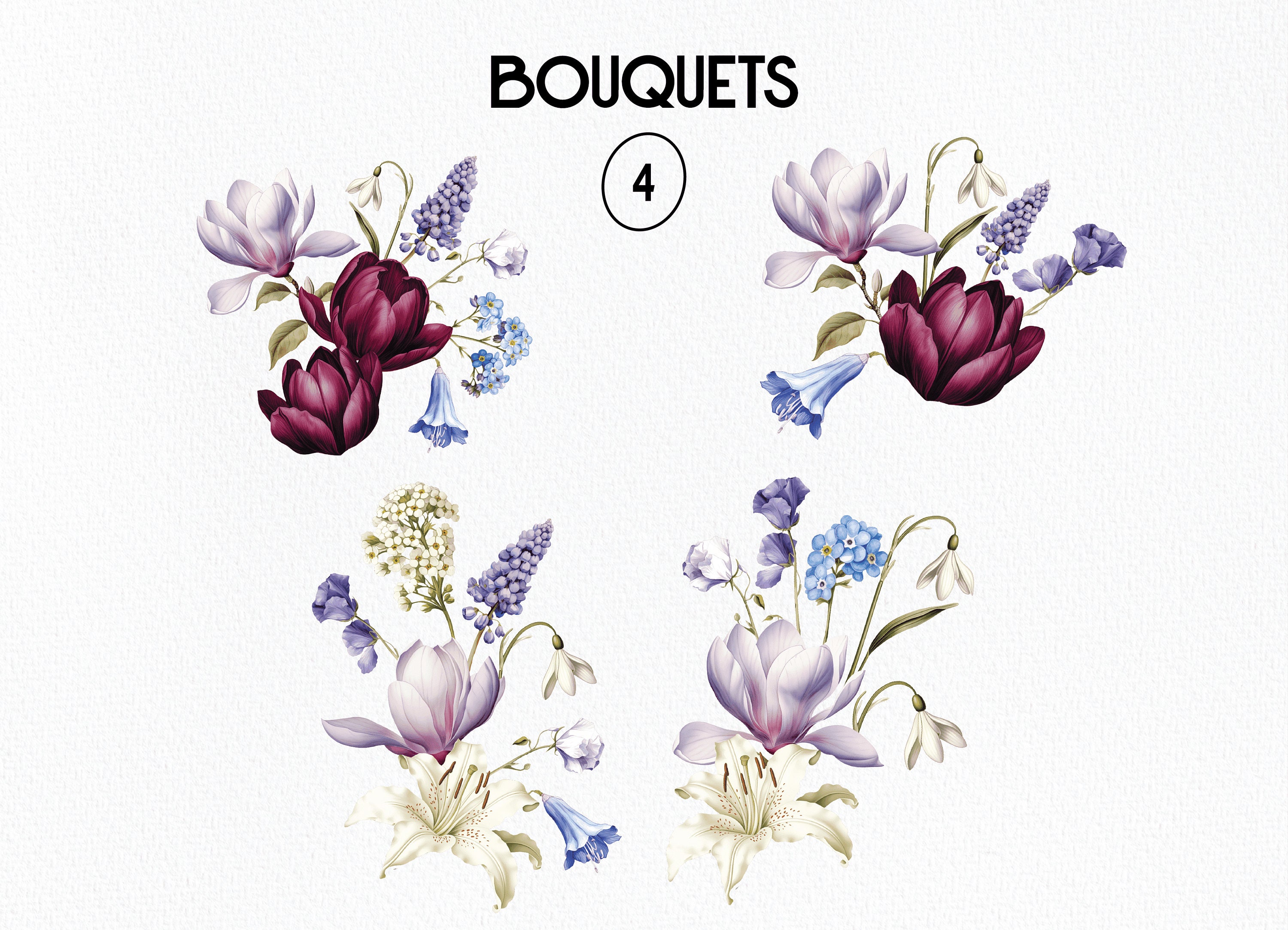 Spring Flowers Clipart Set Botanical Art Style, Digital Download, 28 ...