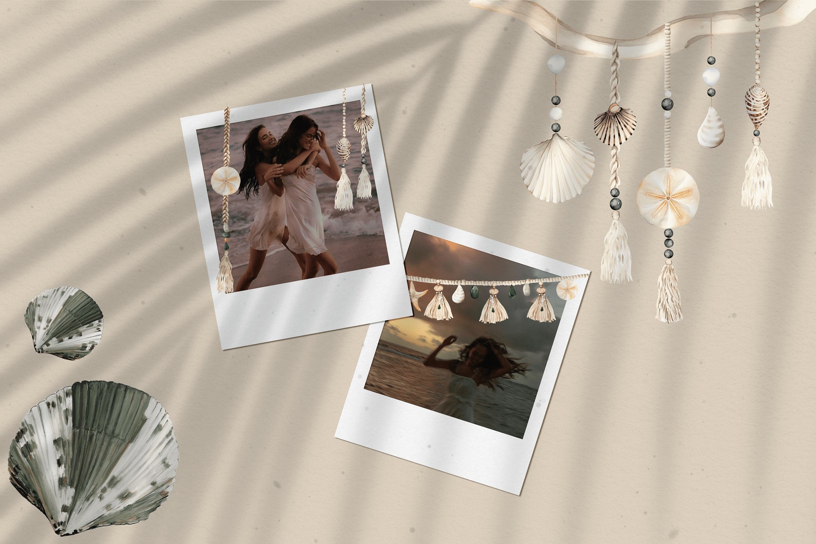 Boho Seaside Ocean Digital Clipart Set Coastal Shell Mobile Design ...