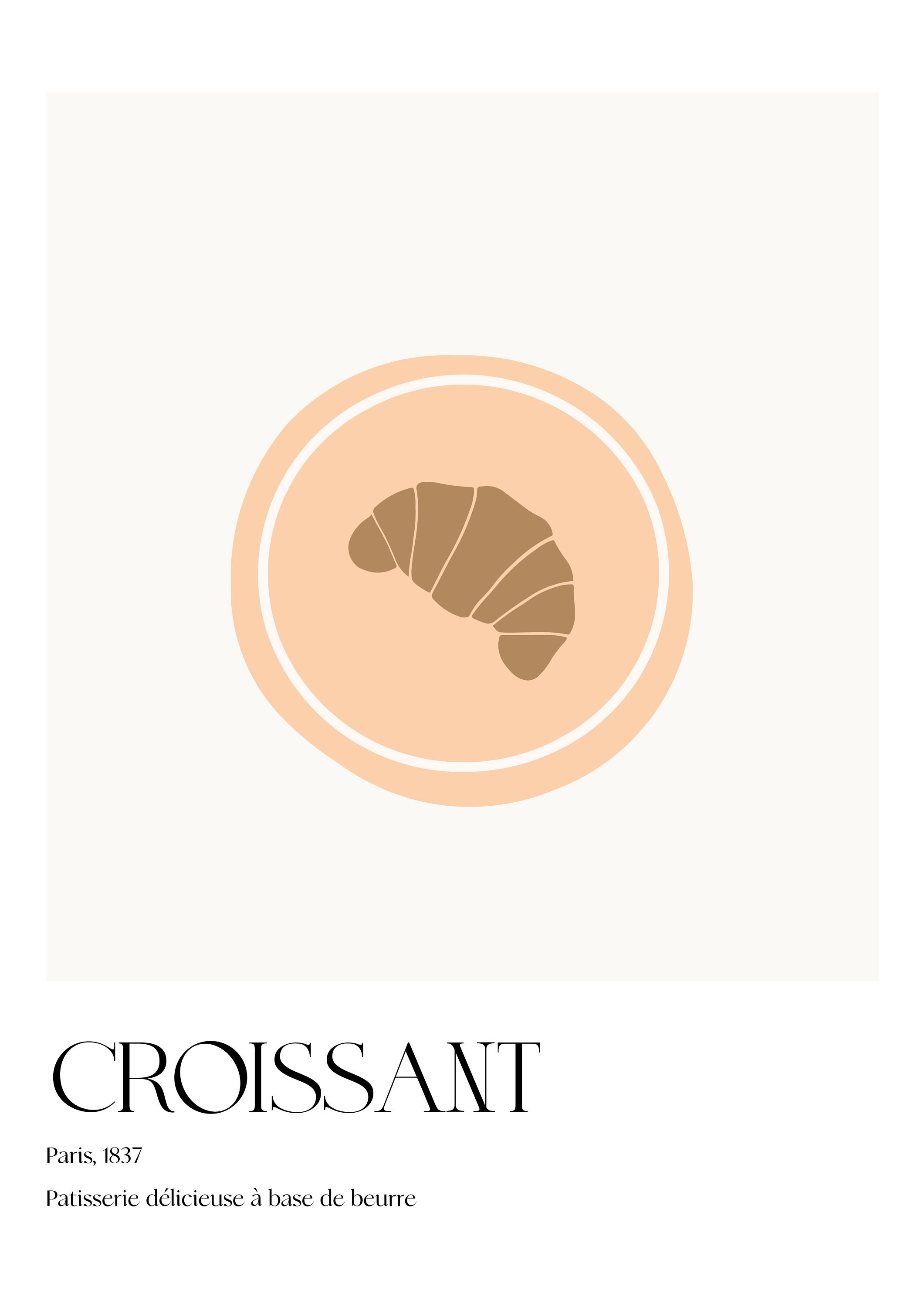 French Croissant Poster Food Print minimalist French - Etsy France