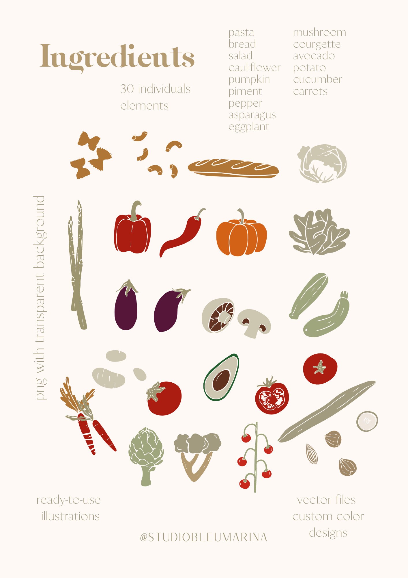 Vegetables Clipart SVG Healthy Food Illustrations Png Garden Vegetables ...