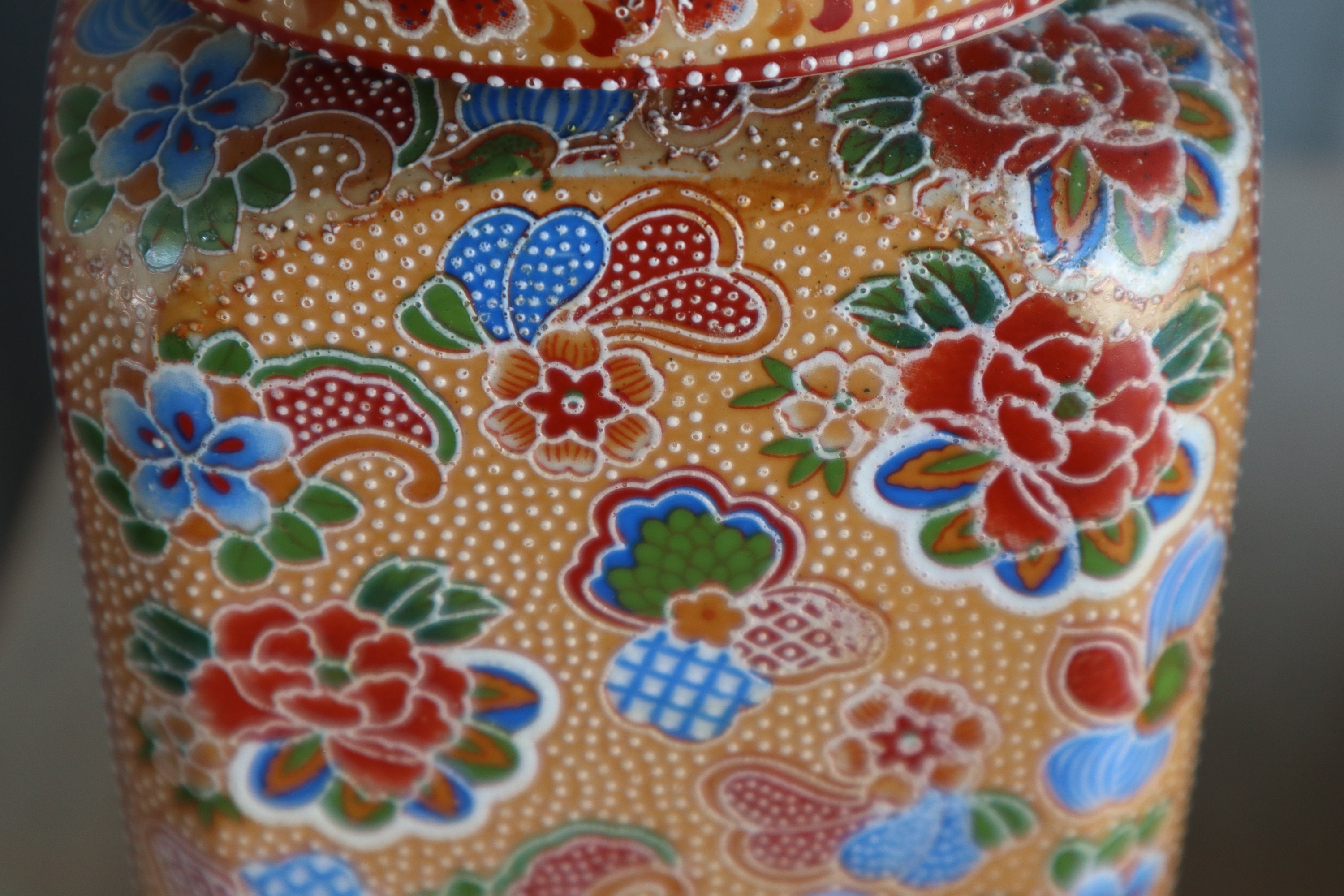 Vintage Ceramic Japanese Chinoiserie Tea/ Ginger Jars, Squared Shape ...