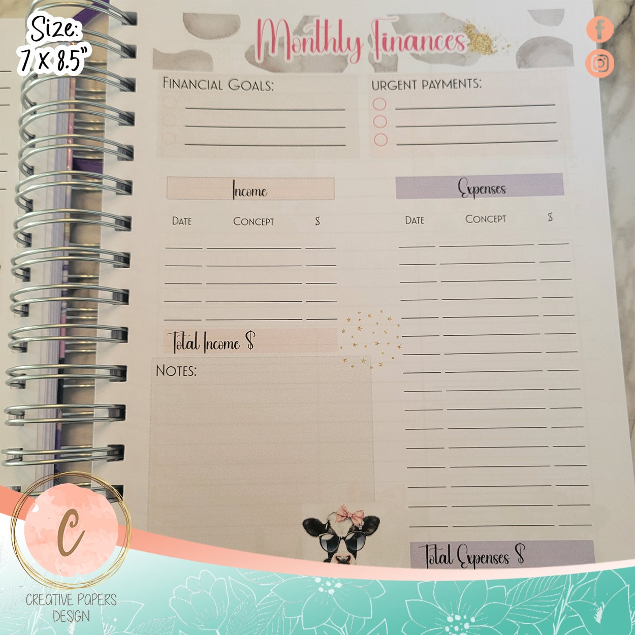 Personalized Cow-themed Daily Planner With Yearly Tracker, Habit ...