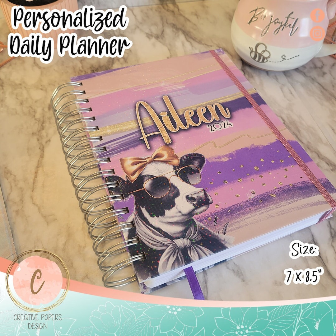 Personalized Cow-themed Daily Planner With Yearly Tracker, Habit ...