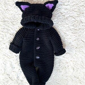 Hand-knitted Black Baby Bat Costume and Halloween Romper | Soft and Warm, Buttoned Baby Outfit ...