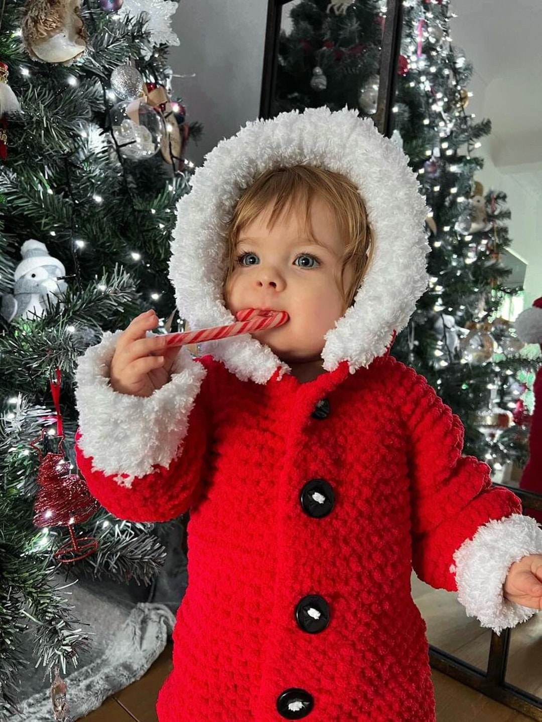 Gender-neutral Baby Santa Claus Costume Hand-knit, Soft, and Warm ...