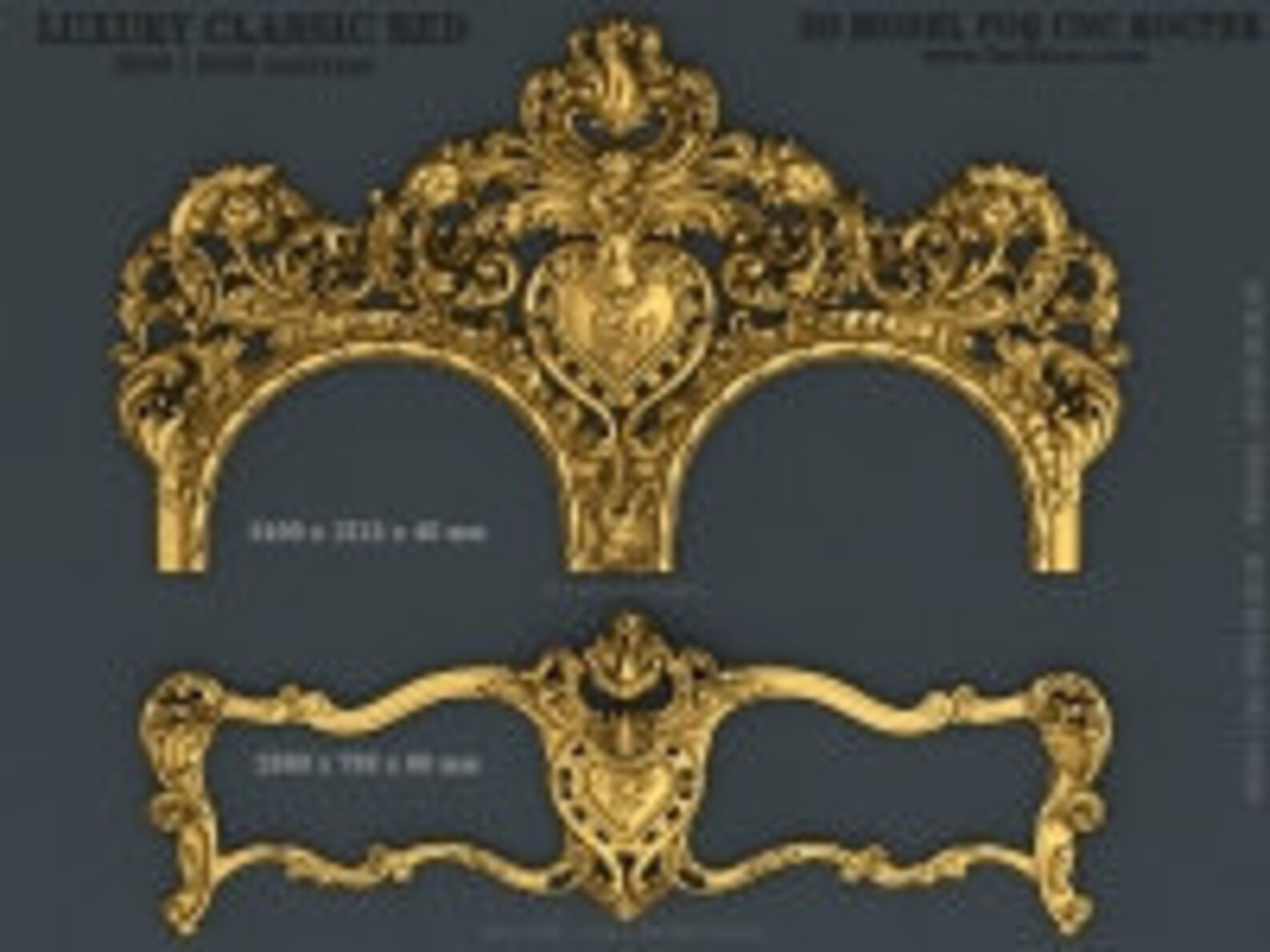 Bed Headboard Set Foot 3D STL Models for CNC Router Aspire Artcam ...