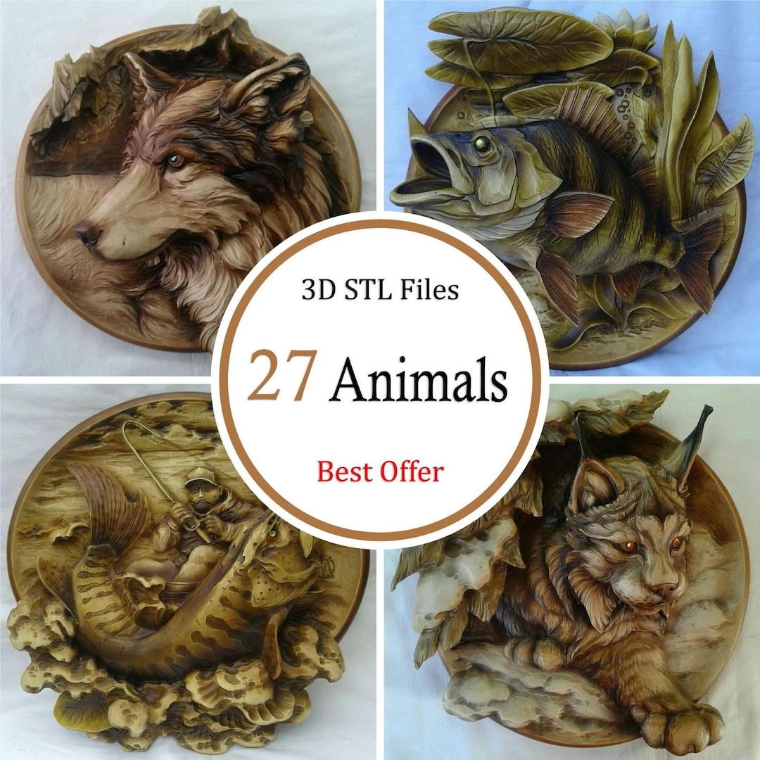 Pack of 27 Animals 3D STL Models Decor, Stl File, CNC Router, Carving ...