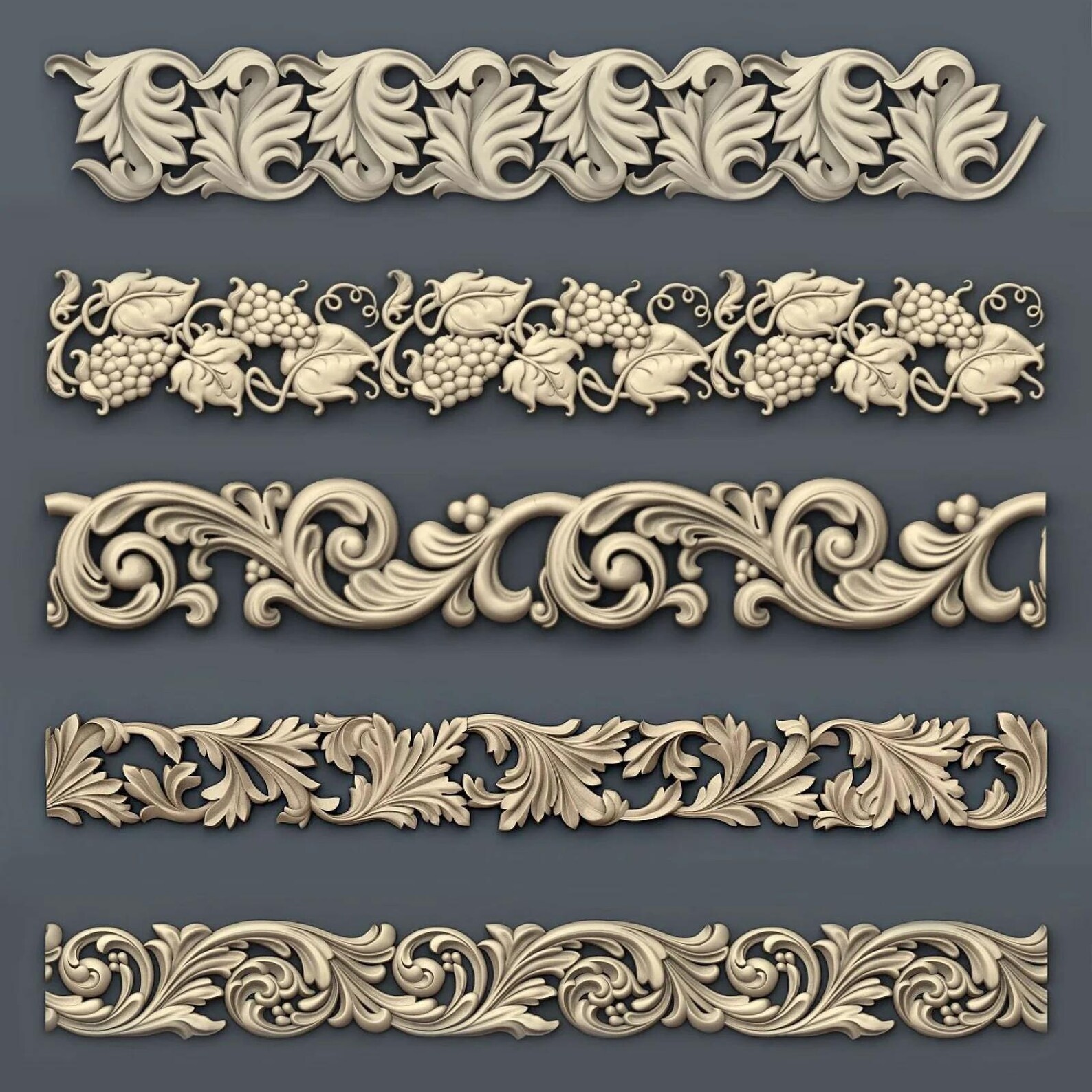 50 Borders 3D STL Models Decor, Stl File, CNC Router, Carving Machine ...