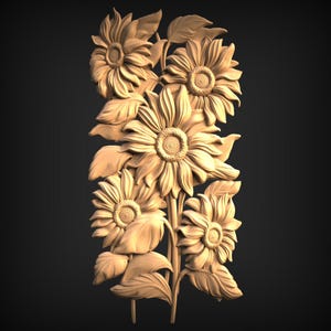 Flowers Design 3D STL Models Decor, Stl File, CNC Router, Carving ...