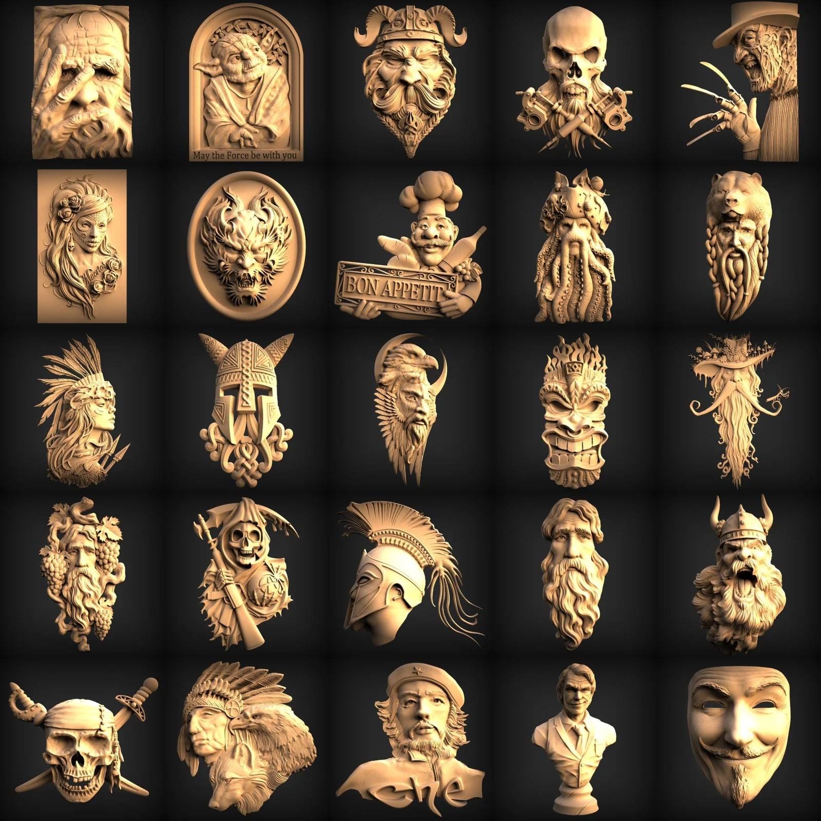 140 Characters Designs 3D STL Models Decor, Stl File, CNC Router ...