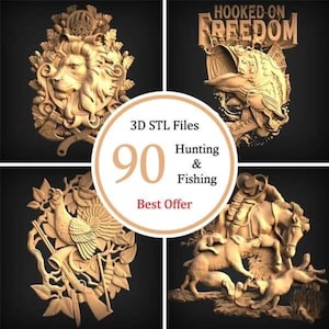 Pack of 90 Hunting & Fishing 3D STL Models Decor, Stl File, CNC Router ...