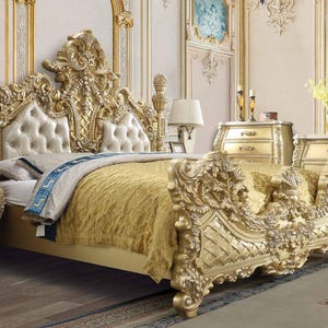 Gold Antique Bed King Queen Size Headboard. Rococo Style, Crafted From ...
