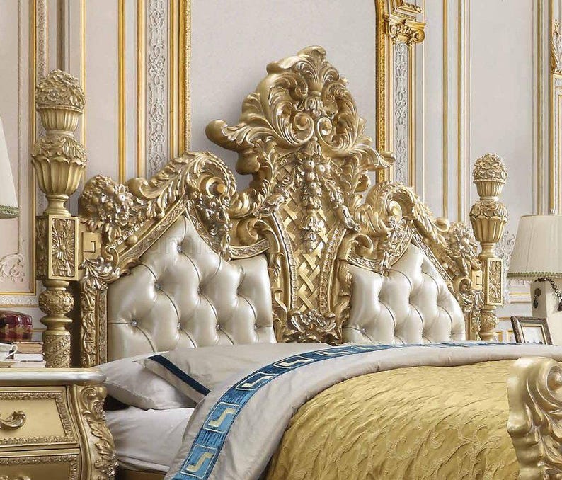 Gold Antique Bed King Queen Size Headboard. Rococo Style, Crafted From ...