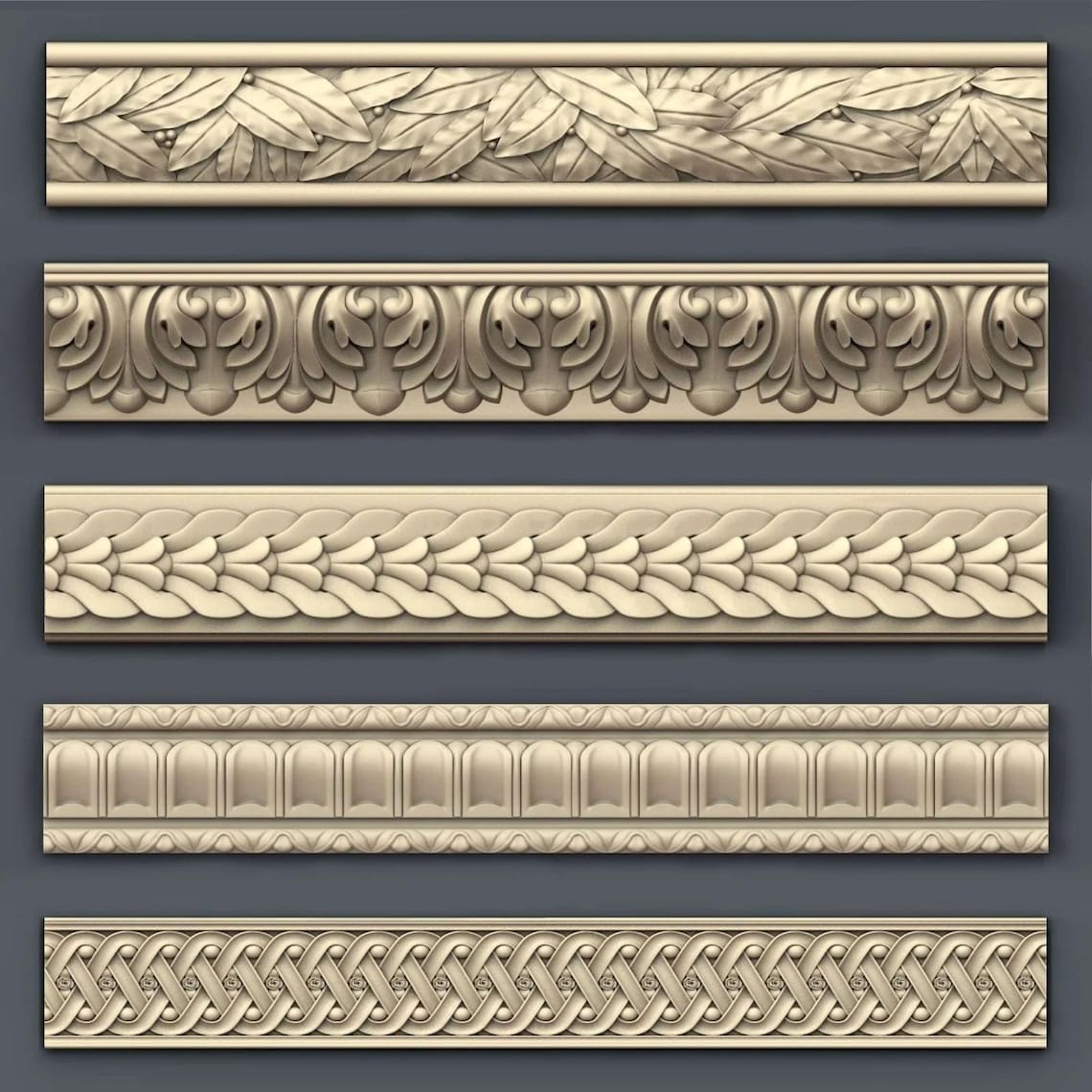 50 Borders 3D STL Models Decor, Stl File, CNC Router, Carving Machine ...
