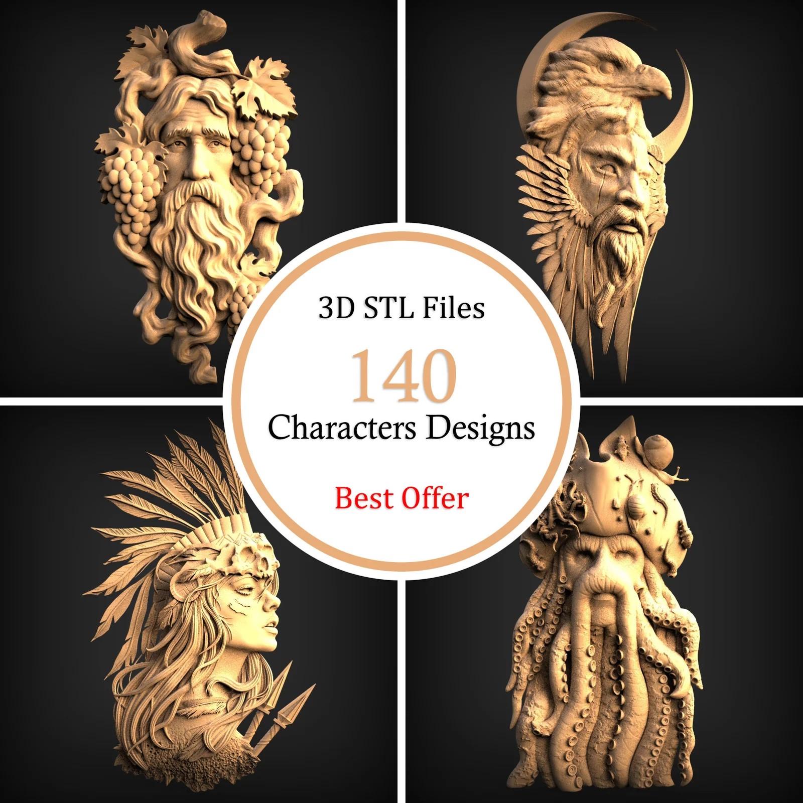 140 Characters Designs 3D STL Models Decor, Stl File, CNC Router ...