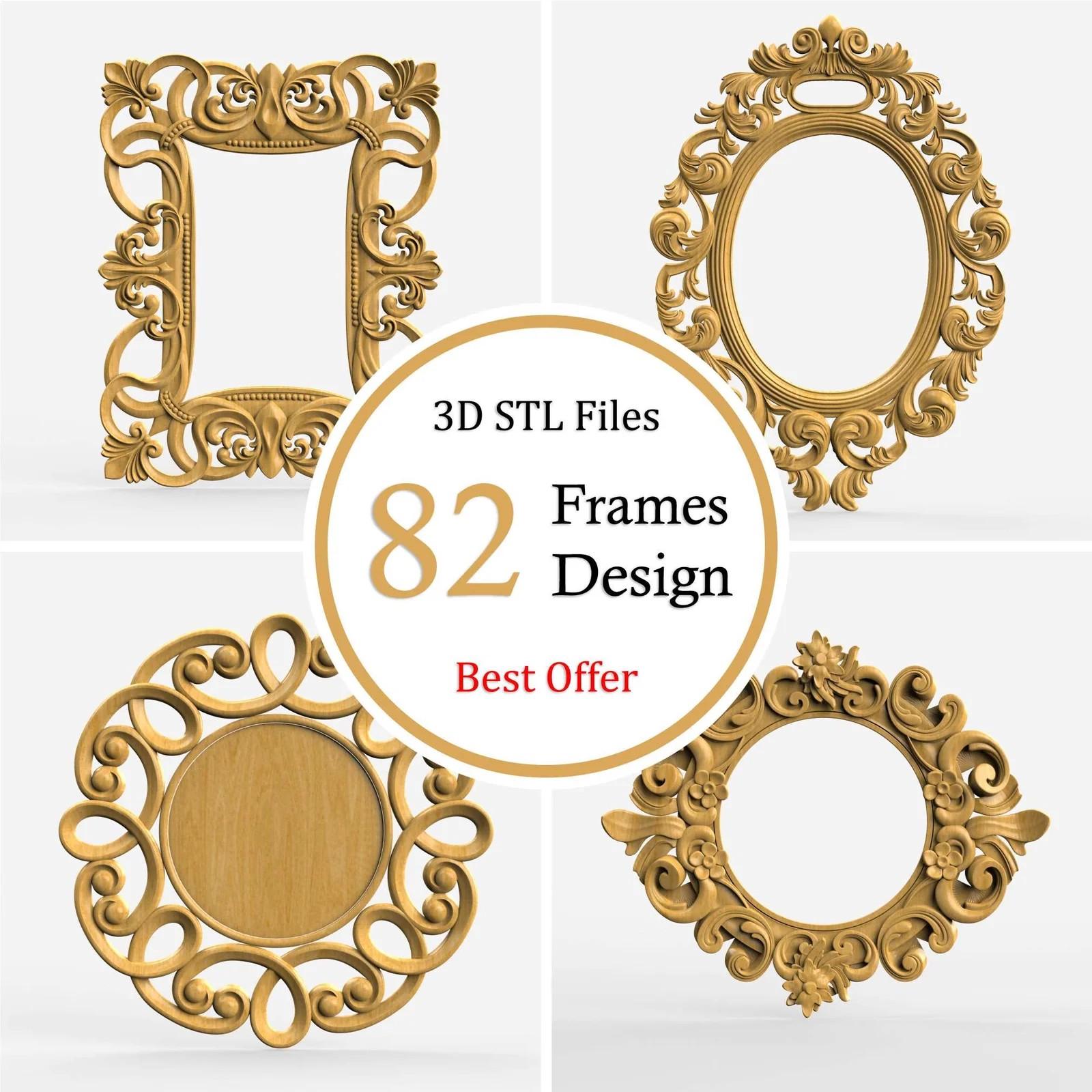 82 Frames Design 3D STL Models Decor, Stl File, CNC Router, Carving ...