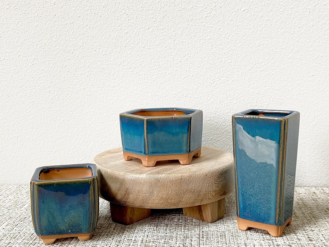 Ocean Blue Succulent Pots | Drainage Included | Ceramic Planters for ...