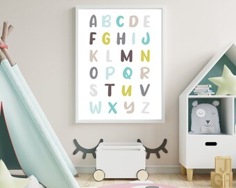 Alphabet Poster Printable Alphabet Wall Art Kids Wall Art ABC Poster ...