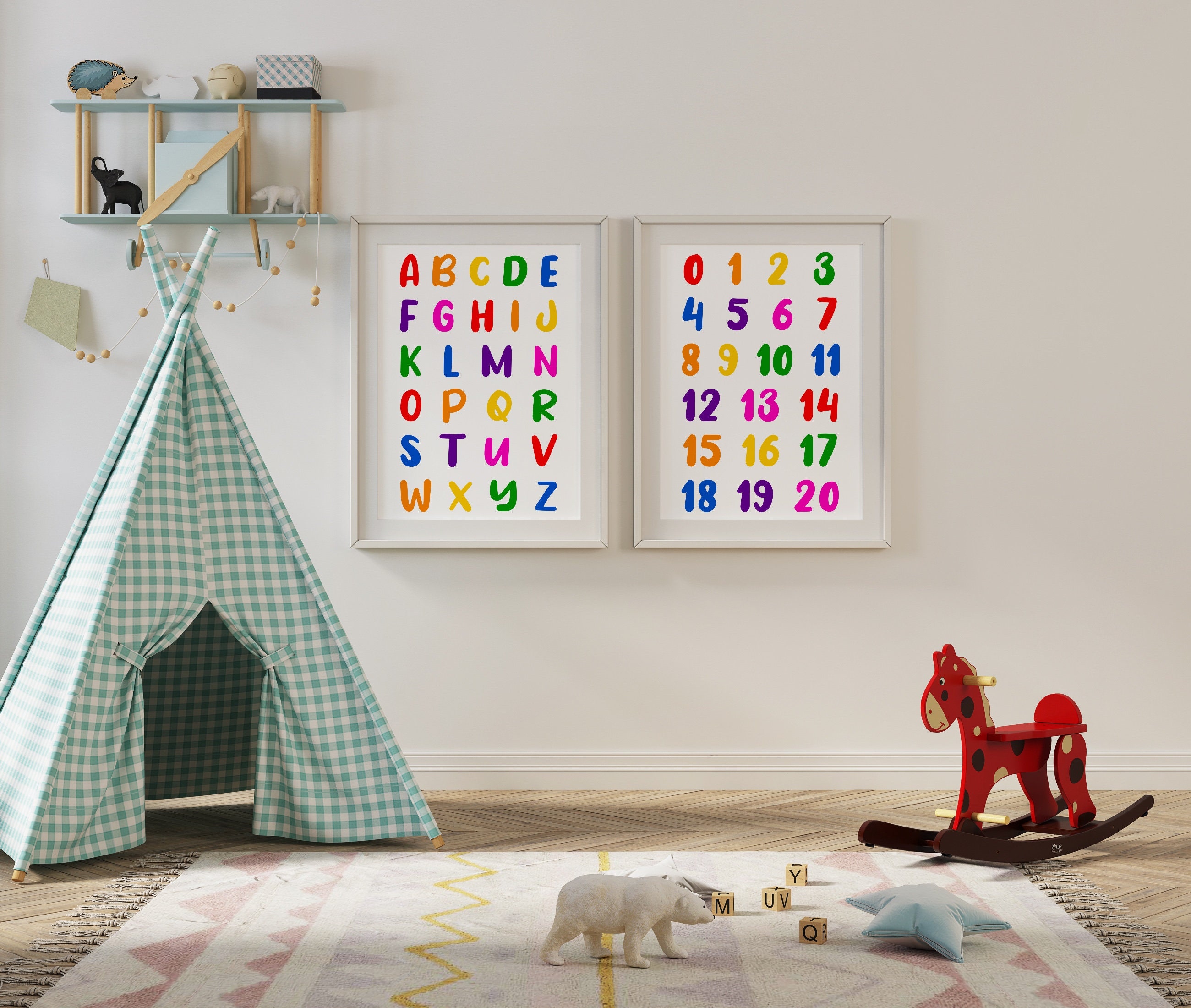 DIGITAL DOWNLOAD Rainbow Alphabet and Numbers Posters Printable Wall ...