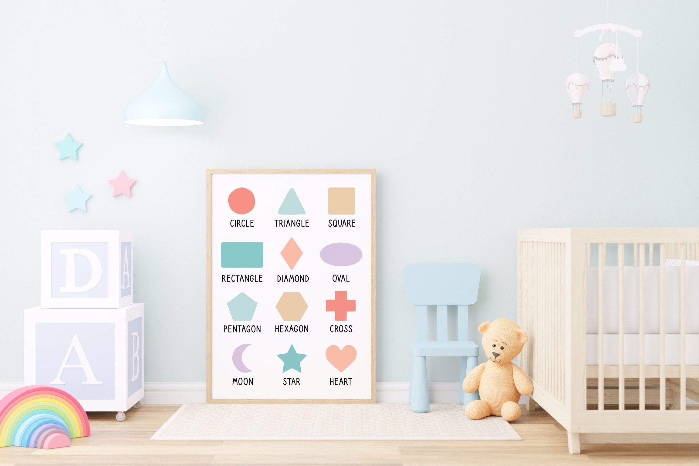 DIGITAL DOWNLOAD Pastel Rainbow Shapes Poster Printable Wall - Etsy