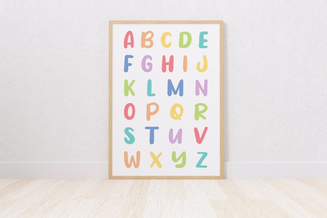 DIGITAL DOWNLOAD Pastel Rainbow Alphabet Poster Printable Wall Art ABC ...