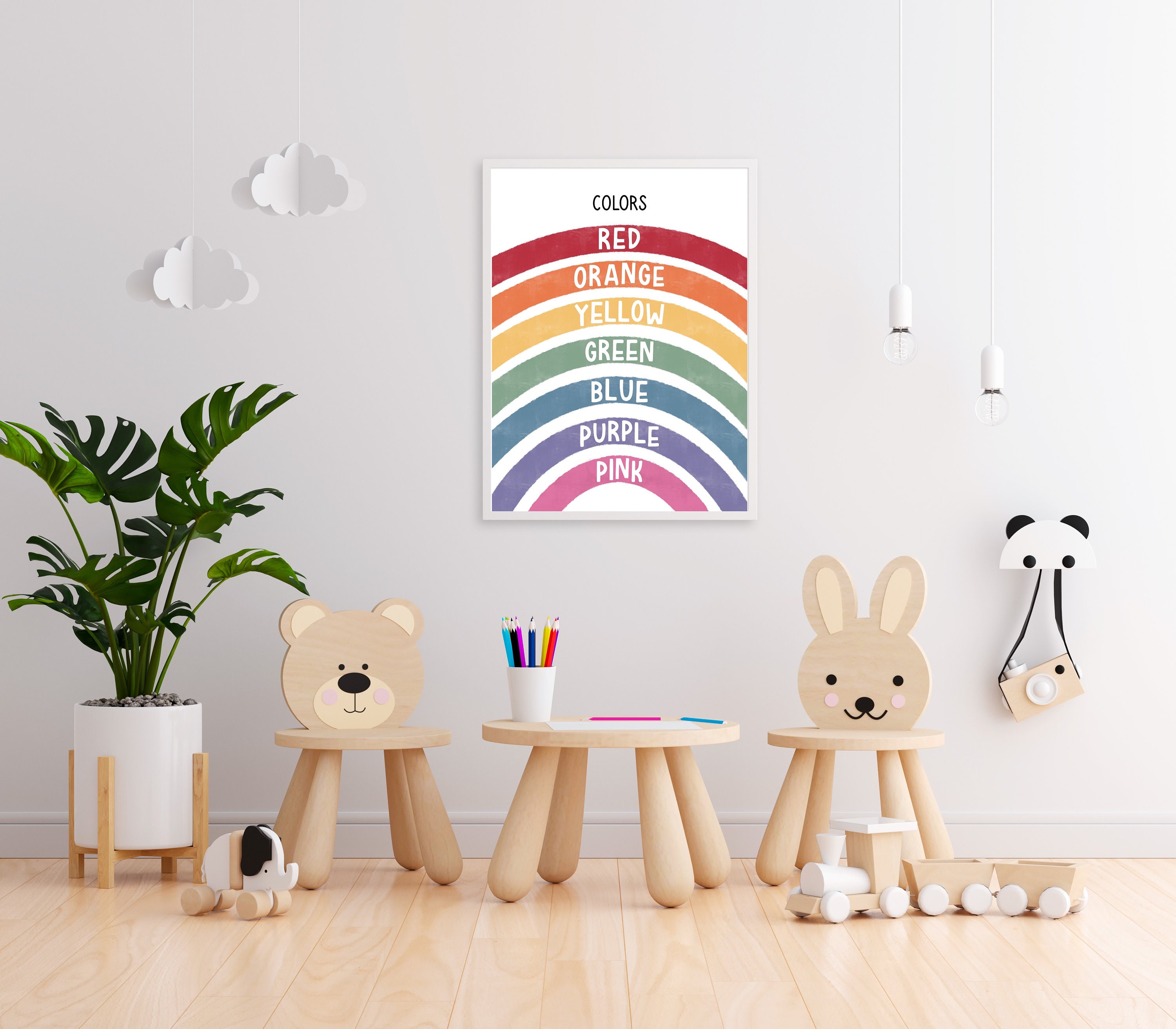 DIGITAL DOWNLOAD Soft Rainbow Colors Poster Printable Wall Art ...
