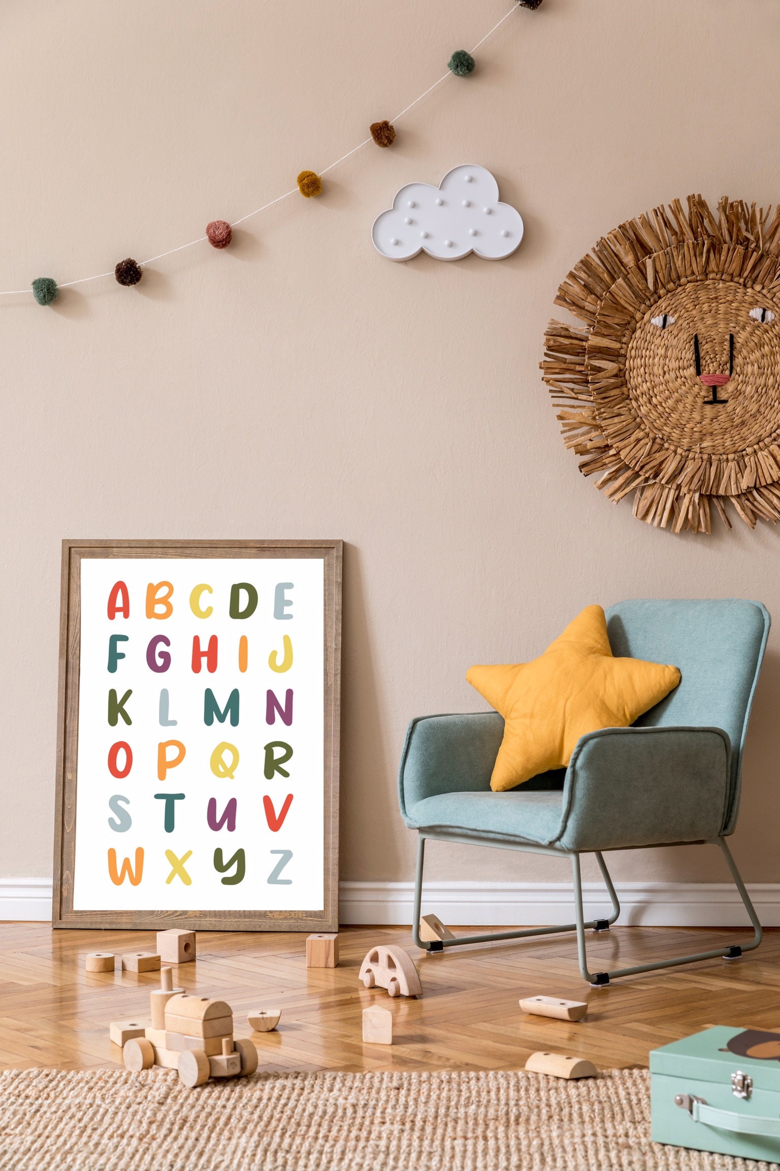 DIGITAL DOWNLOAD Muted Rainbow Alphabet Poster Printable Wall Art ABC ...