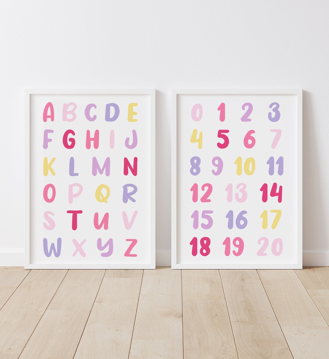 DIGITAL DOWNLOAD Pink Princess Alphabet and Numbers Posters Printables ...