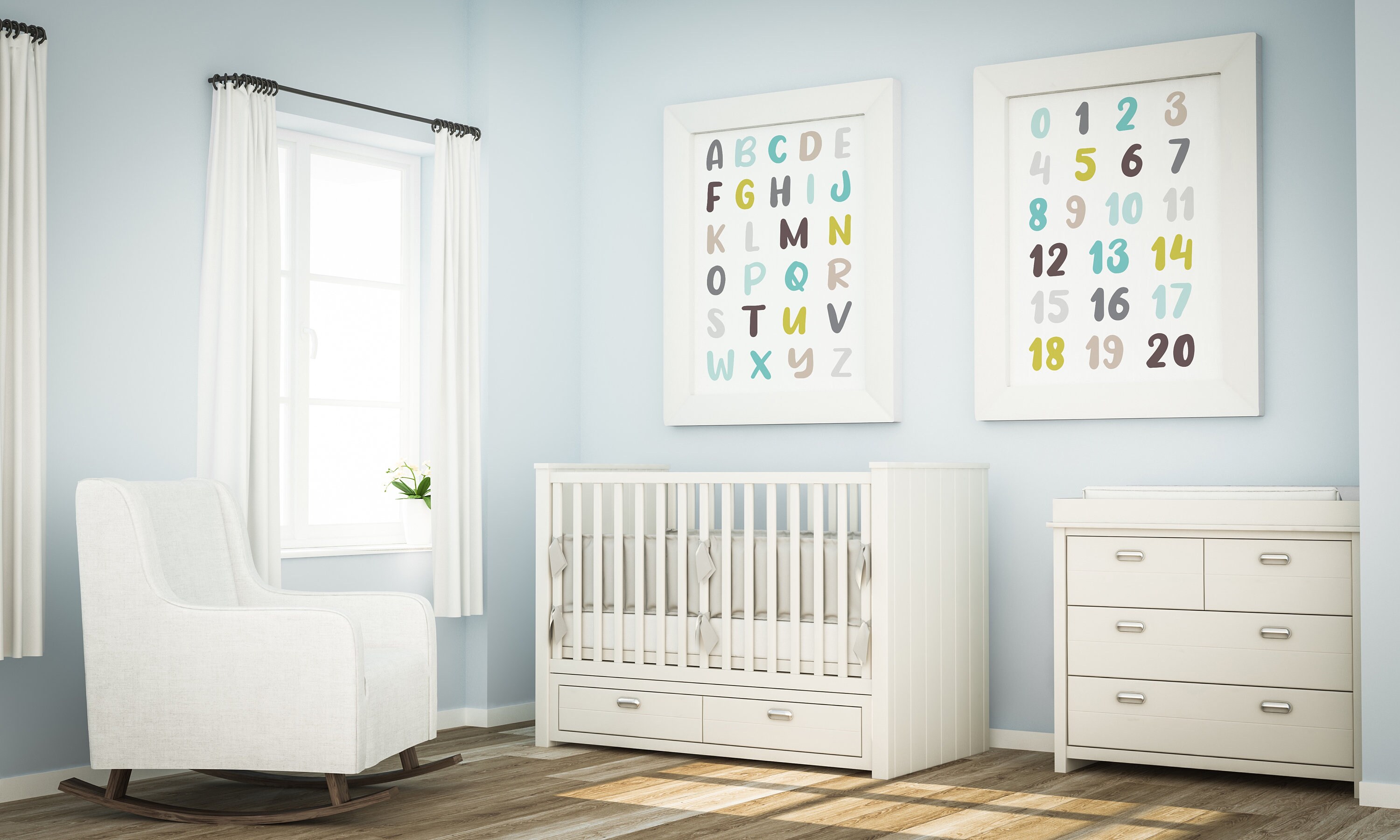 DIGITAL DOWNLOAD Neutral Teal Alphabet and Numbers Posters Printable ...