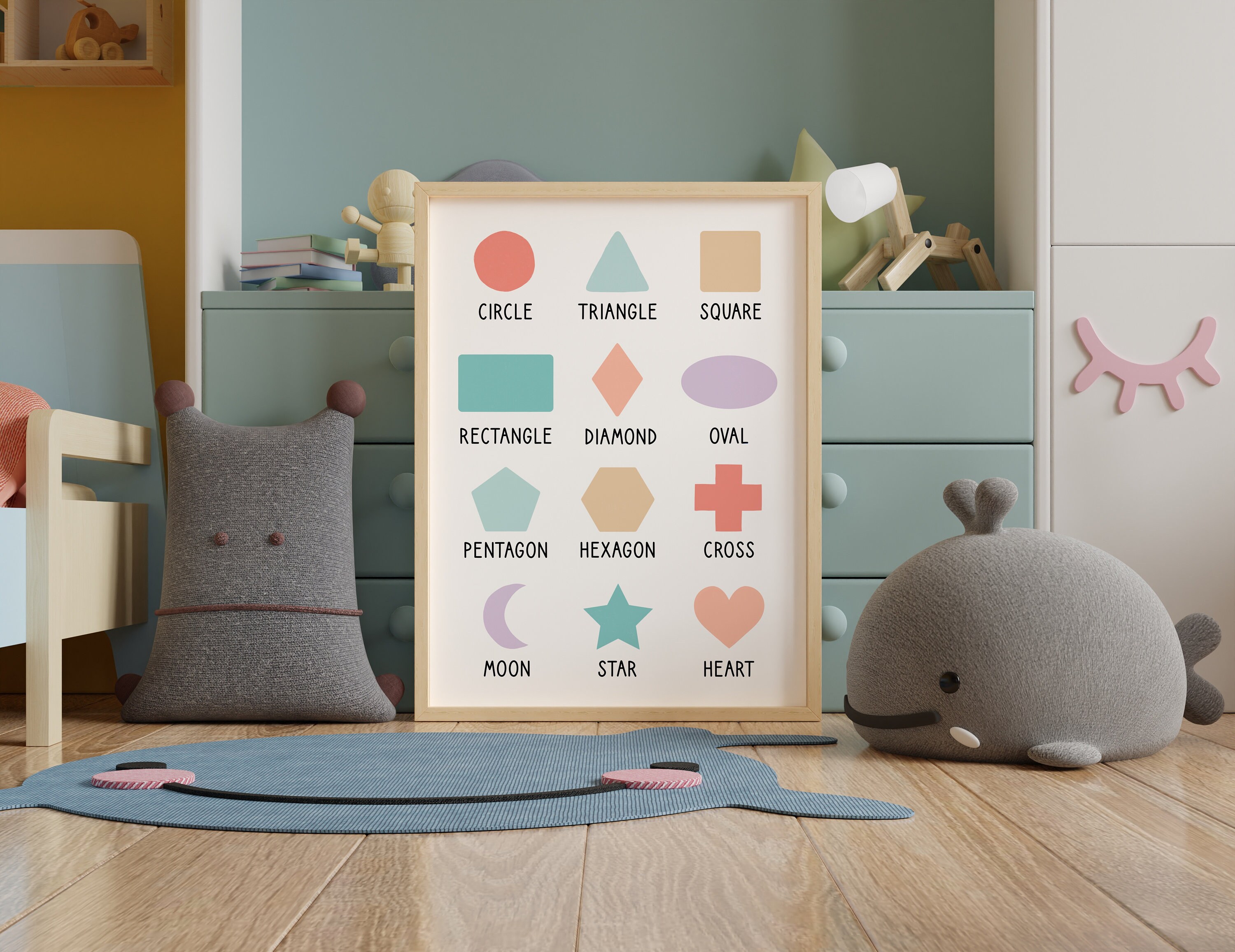 DIGITAL DOWNLOAD Pastel Rainbow Shapes Poster Printable Wall - Etsy