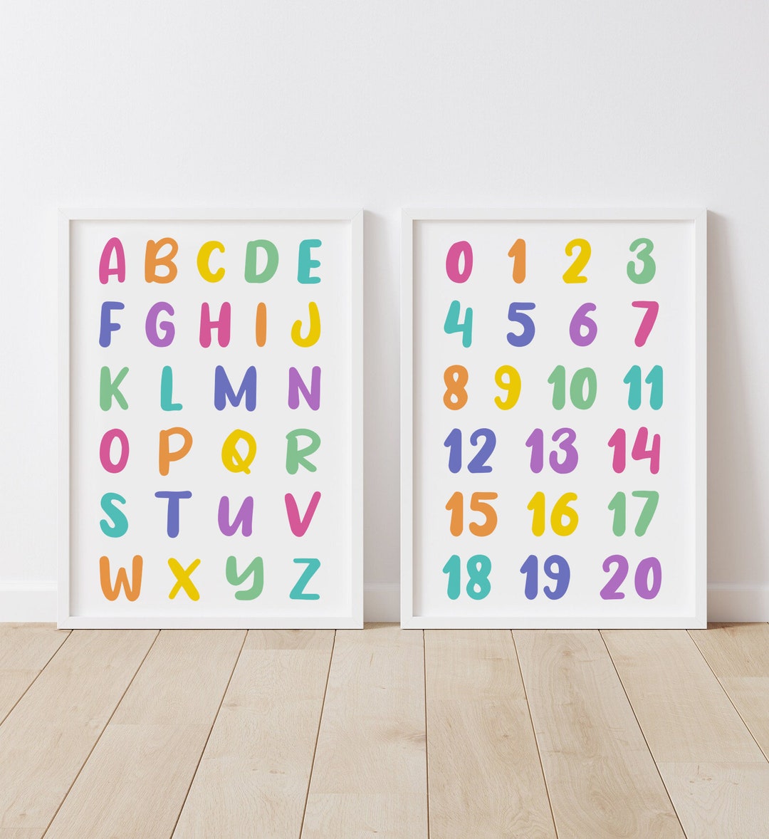 DIGITAL DOWNLOAD Cute Rainbow Alphabet and Numbers Posters Printable ...