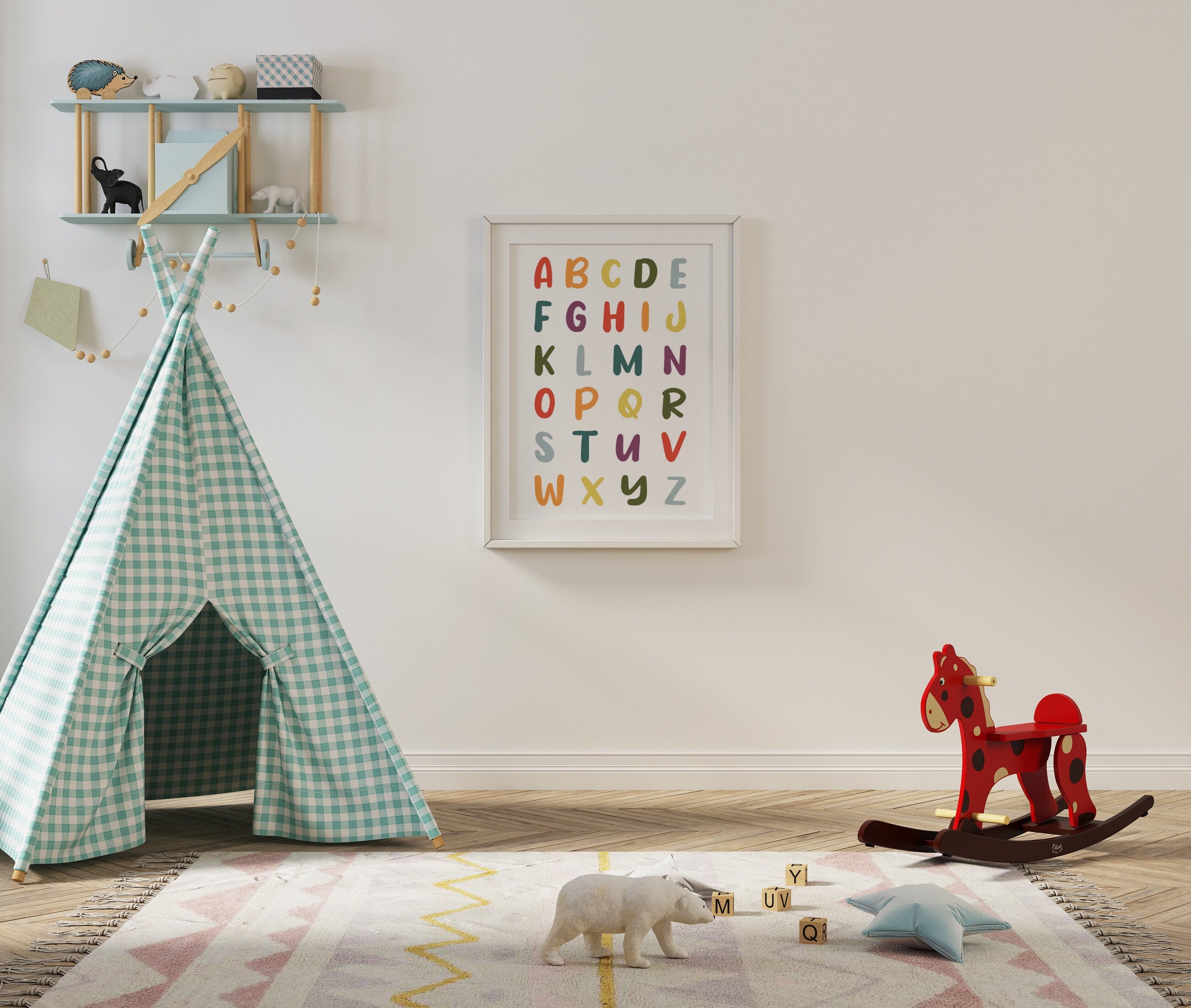 DIGITAL DOWNLOAD Muted Rainbow Alphabet Poster Printable Wall Art ABC ...